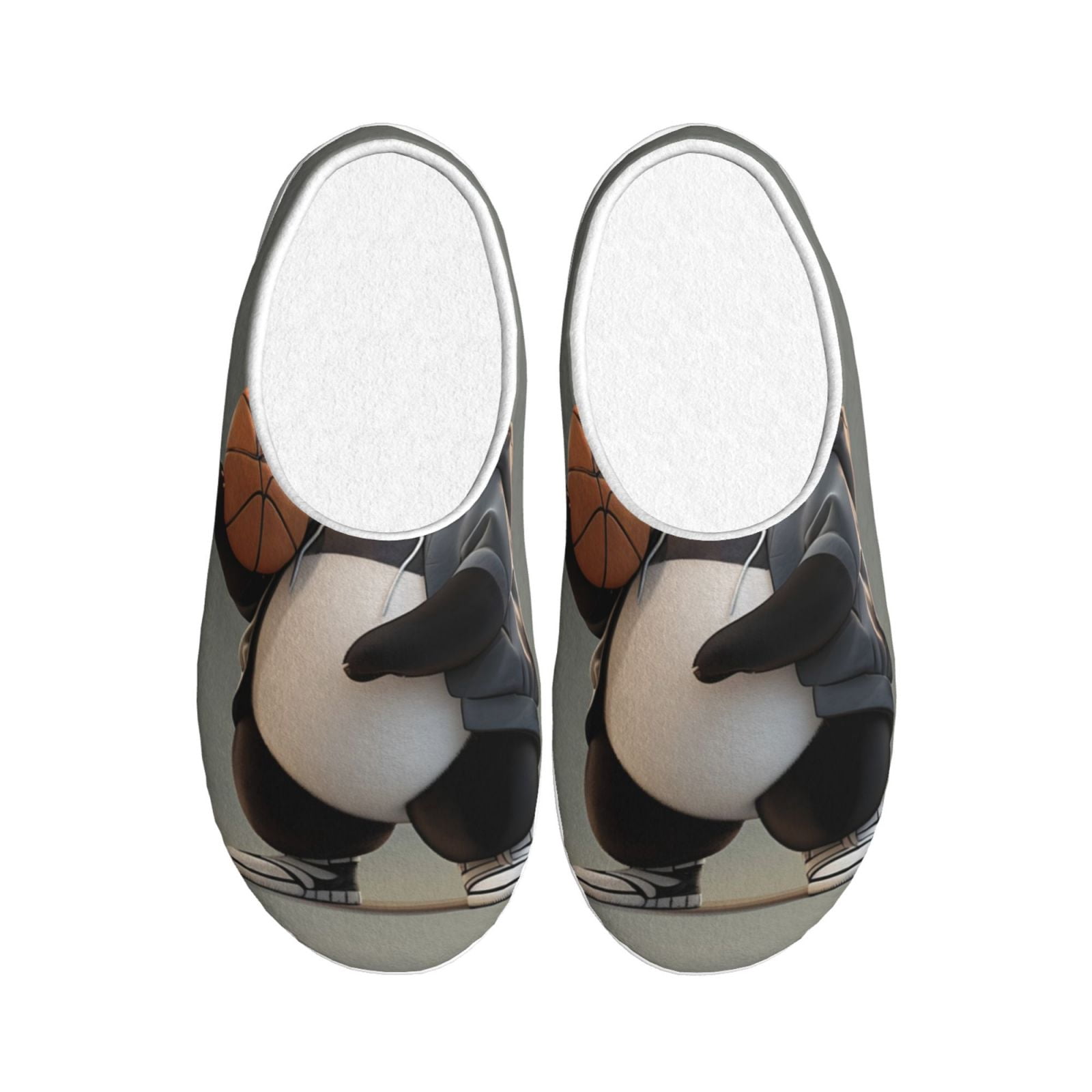 Zeuib Cartoon Pandas Basketball Print Autumn and Winter Slippers,Fuzzy ...