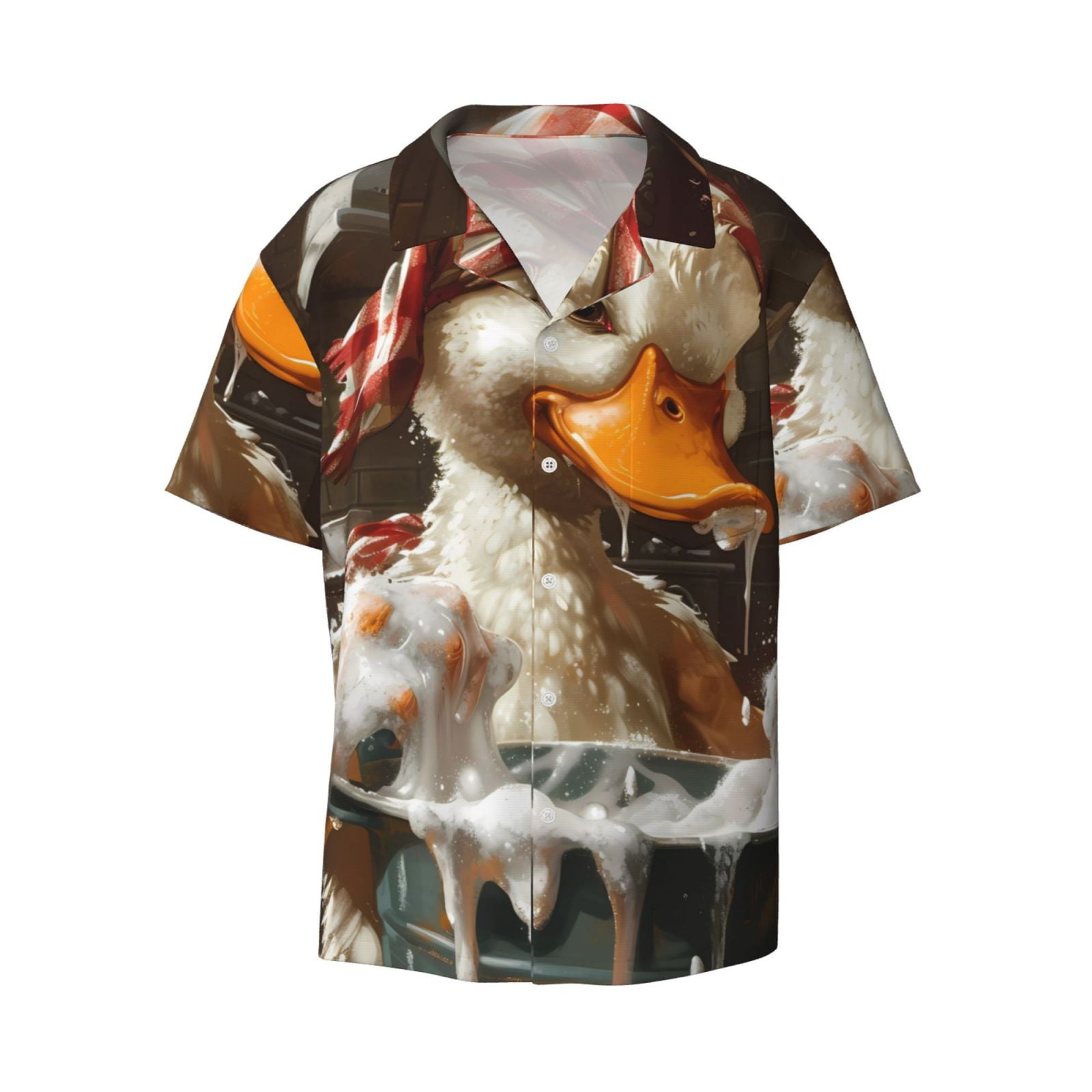 Zeuib Cartoon Scottish Duck Men's Short Sleeve Button-Down Shirt ...