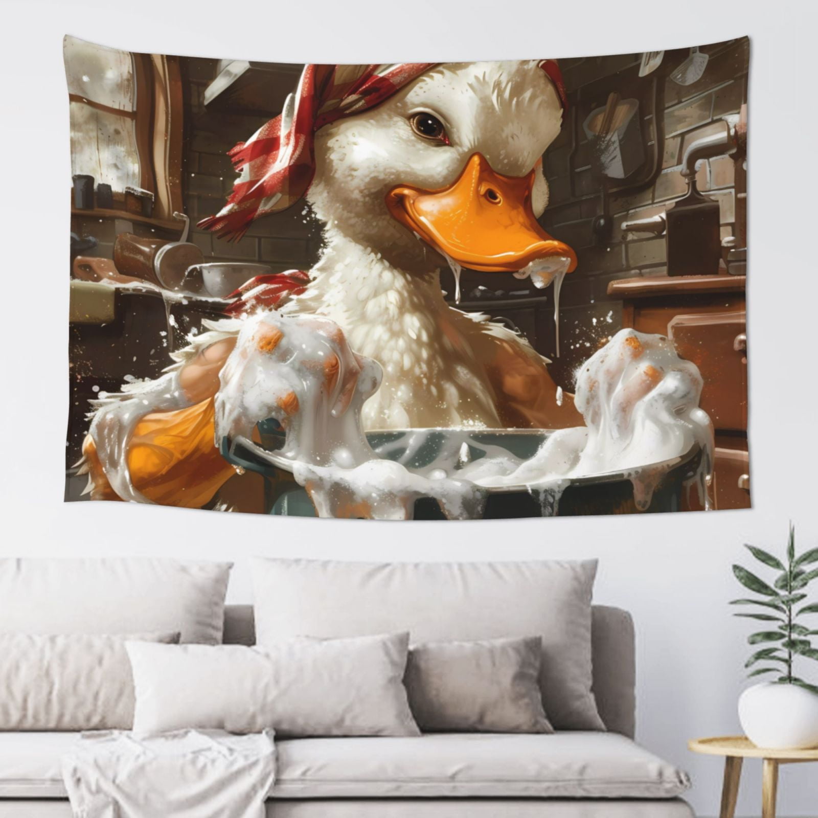 Zeuib Cartoon Scottish Duck Print 60x40in Tapestry Wall Hanging,Easy ...
