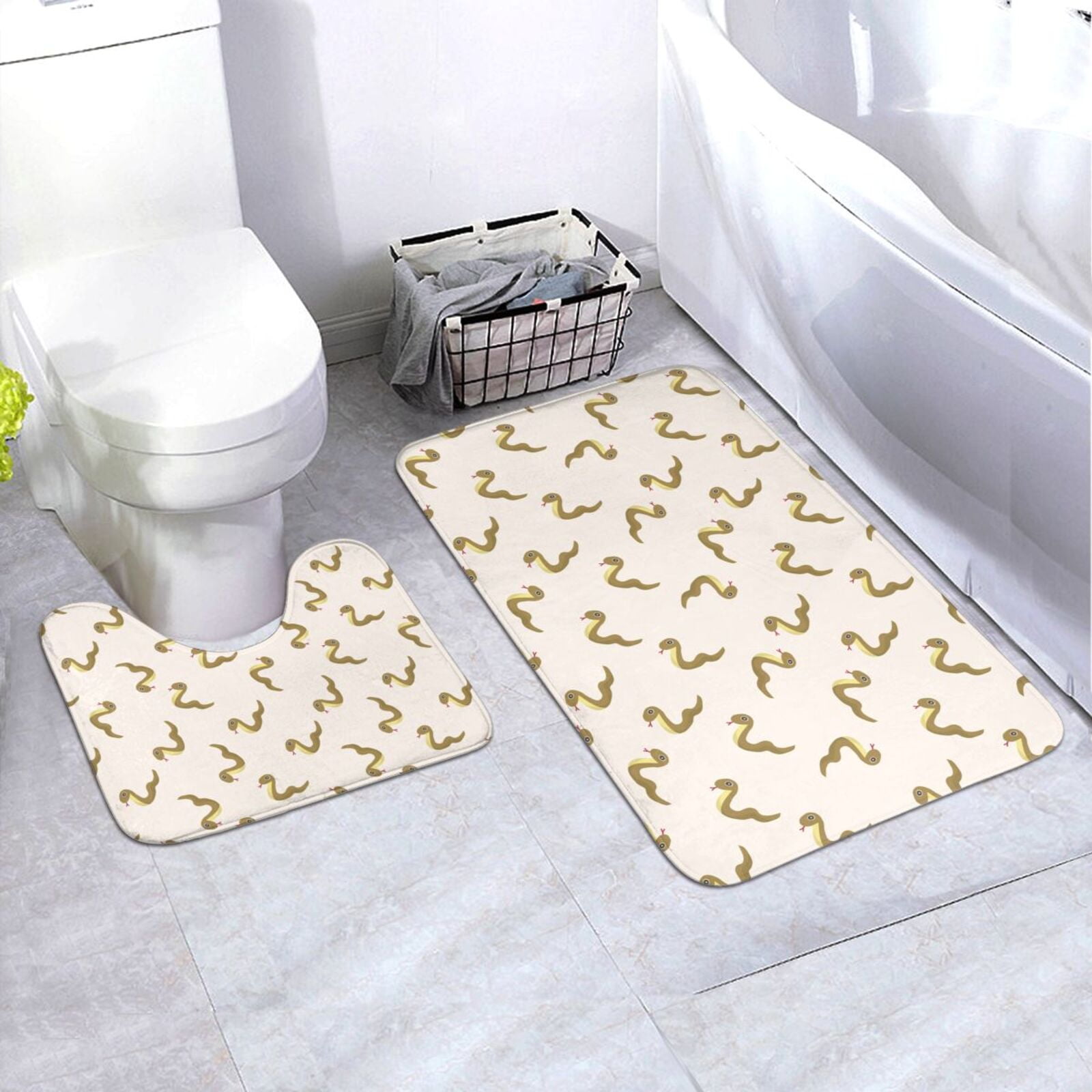 Zeuib Cartoon Snake Water/Dust Absorbent bath rug set,Toilet Bath Mat U ...