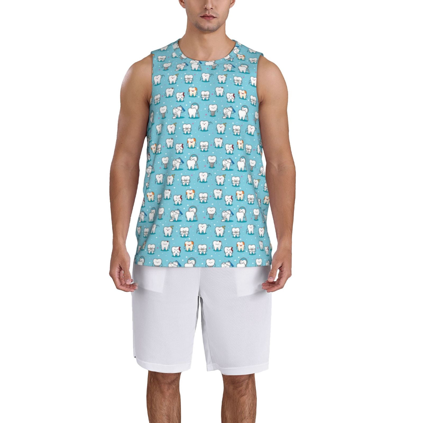Zeuib Cartoon Teeth Jersey Shirt for Men,Mesh Athletic Practice Sports ...
