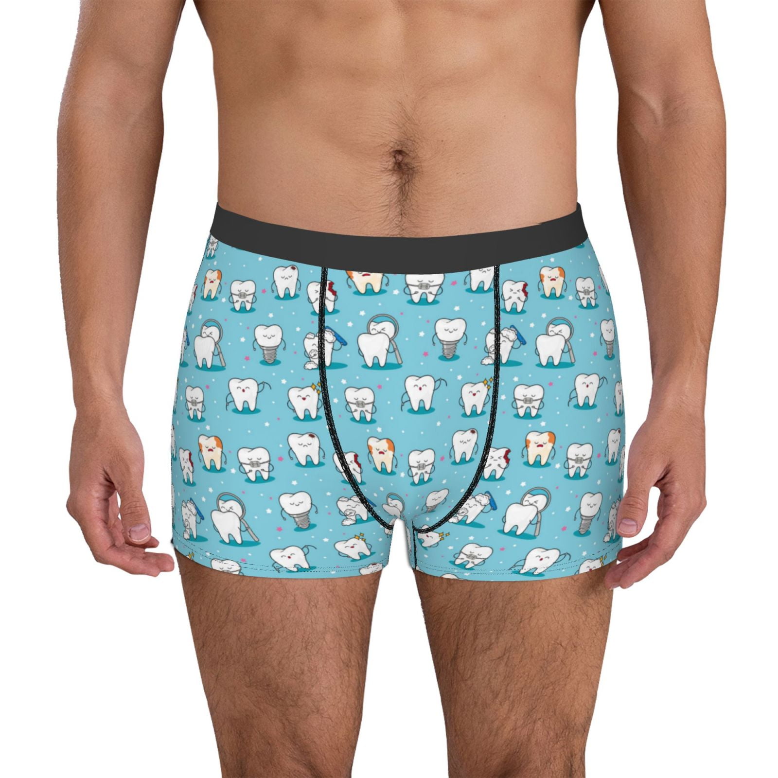 Zeuib Cartoon Teeth Print Men's Ultra ComfortSoft Underwear, Moisture ...