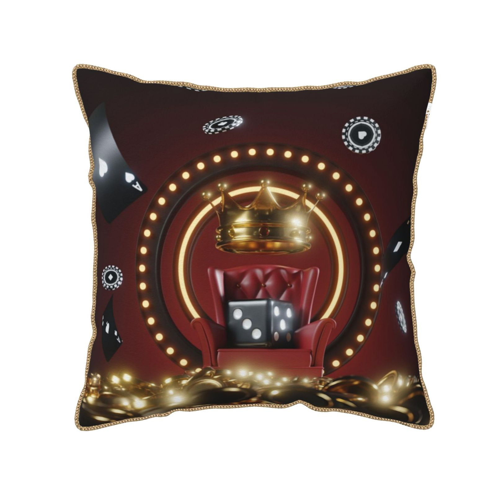 Zeuib Casino King And Playing Cards Print Decorative Throw Pillow ...
