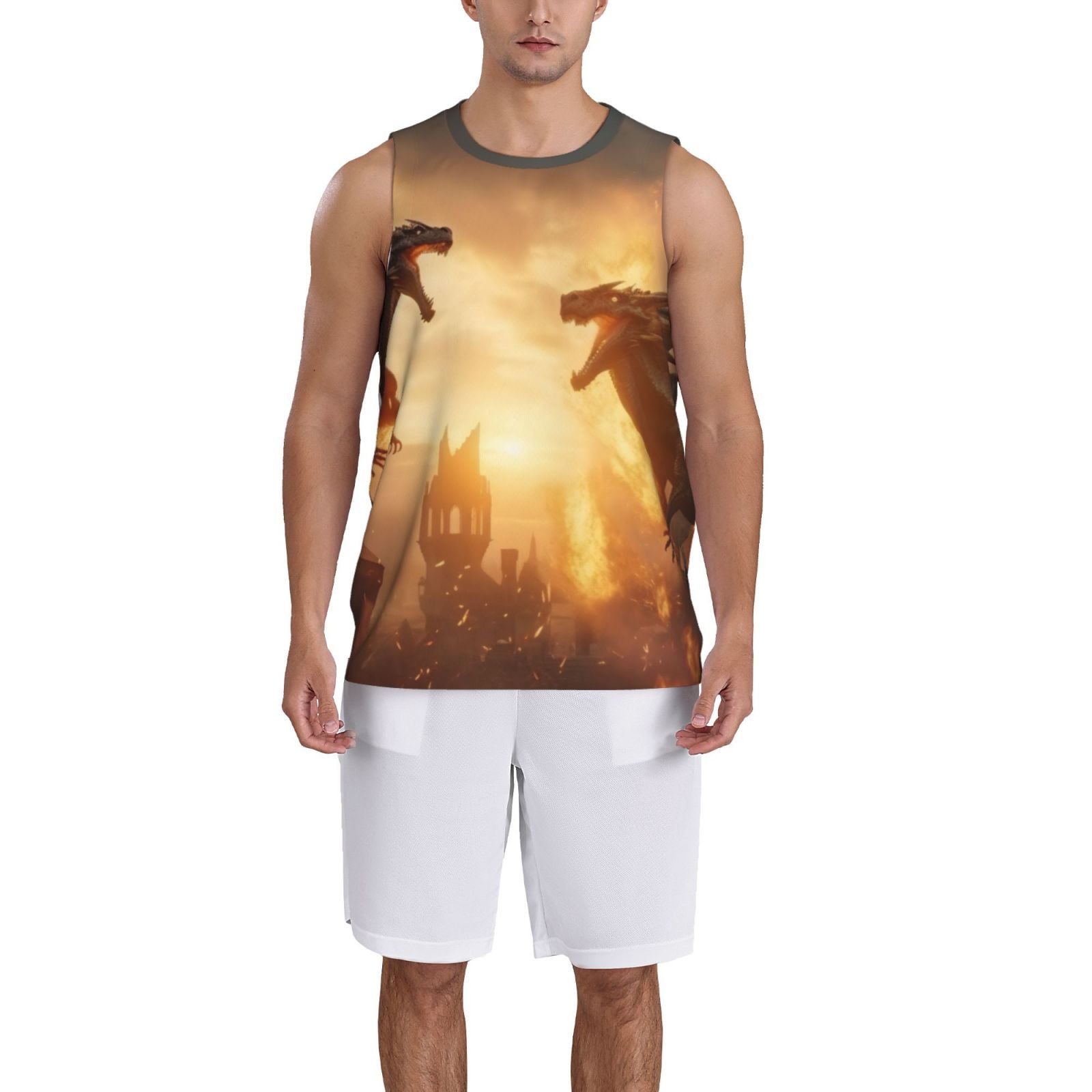 Zeuib Castle Cool Fire Dragon Jersey Shirt for Men,Mesh Athletic ...