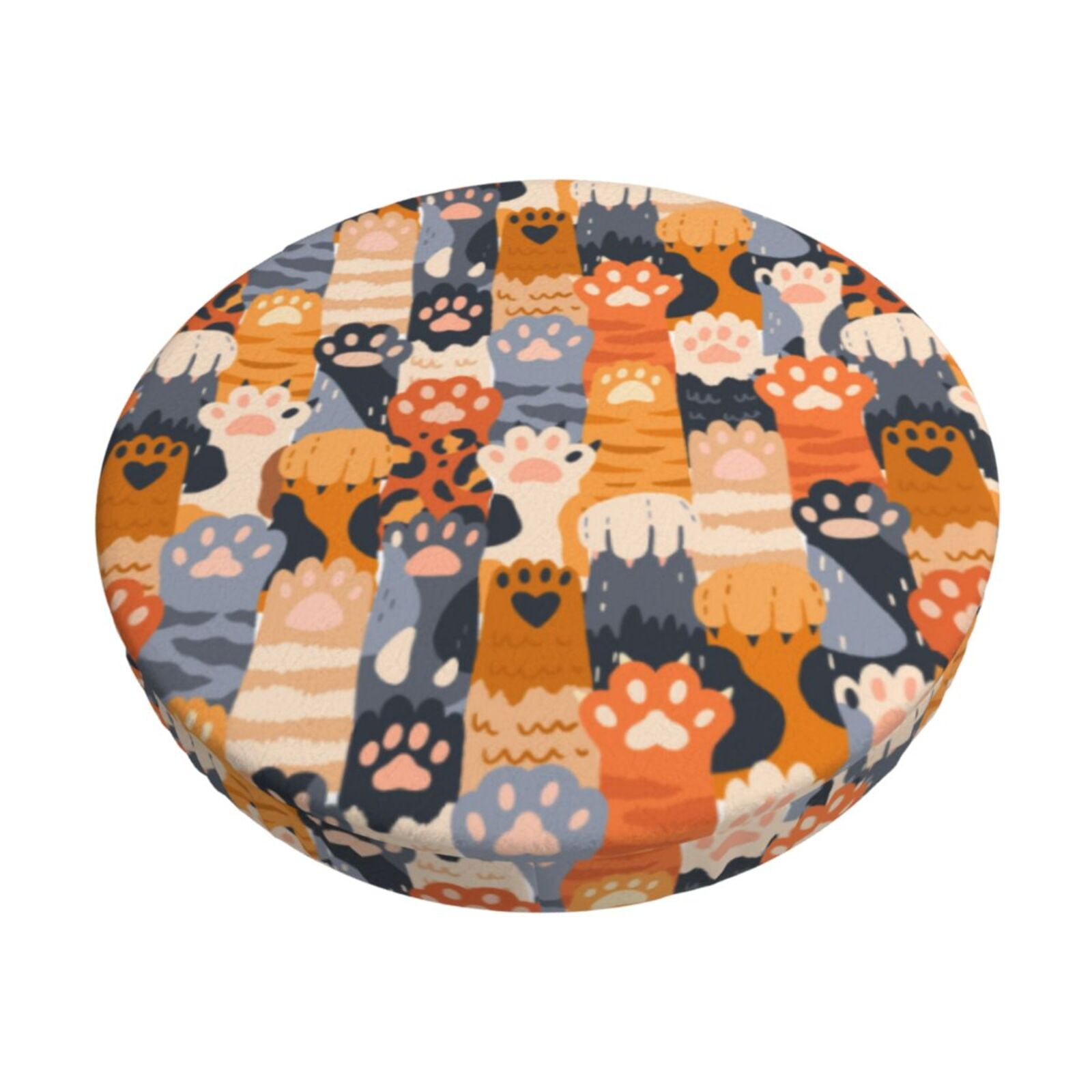 Zeuib Cat Paws Velvet Round Stool Cover,Stool Covers Round,Bar Stool ...