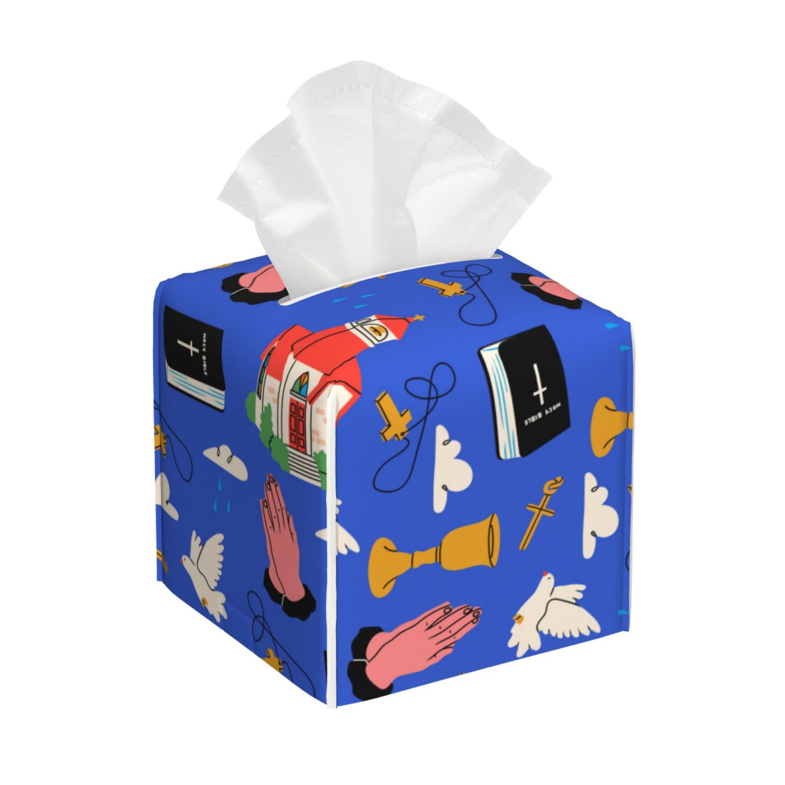 Zeuib Catholic religious Print Tissue Box Cover,PU Leather Tissue ...