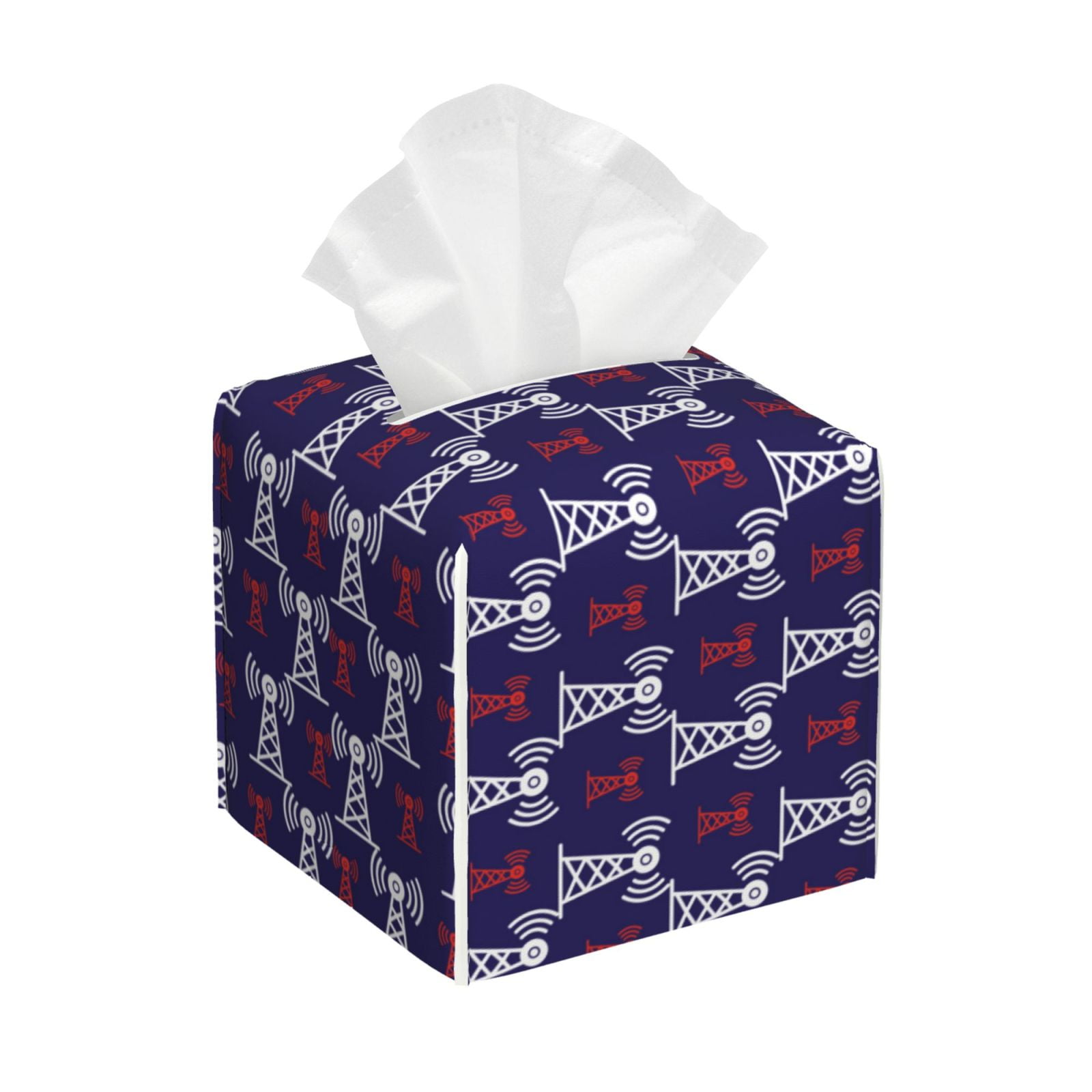 Zeuib Cell Tower Print Tissue Box Cover,PU Leather Tissue Holder,Square ...