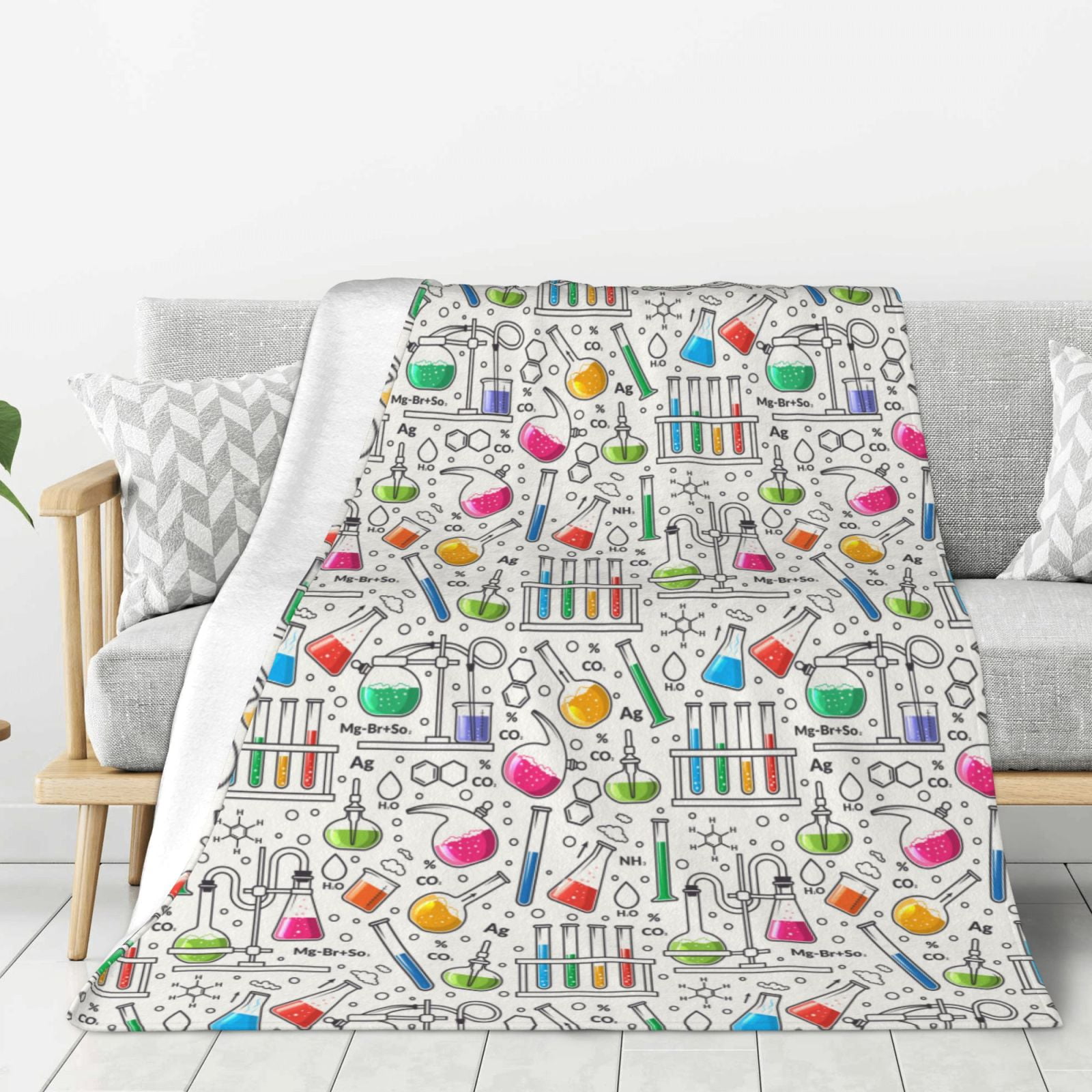 Zeuib Chemical Flasks And Test Tubes Print Fleece Throw Blanket,Plush ...