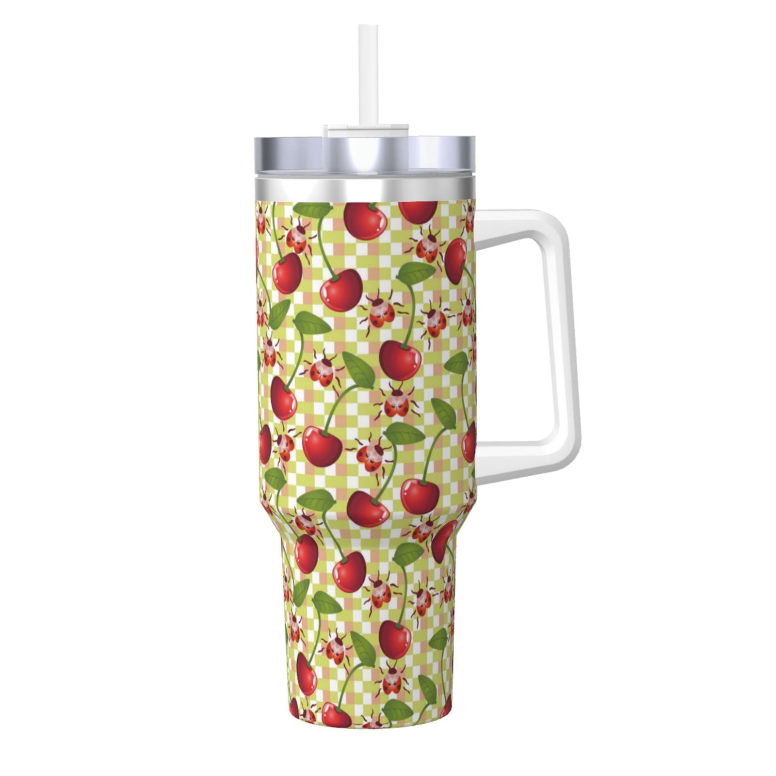 Zeuib Cherries and Ladybirds Printed Insulated Stainless Steel Hot/Cold ...