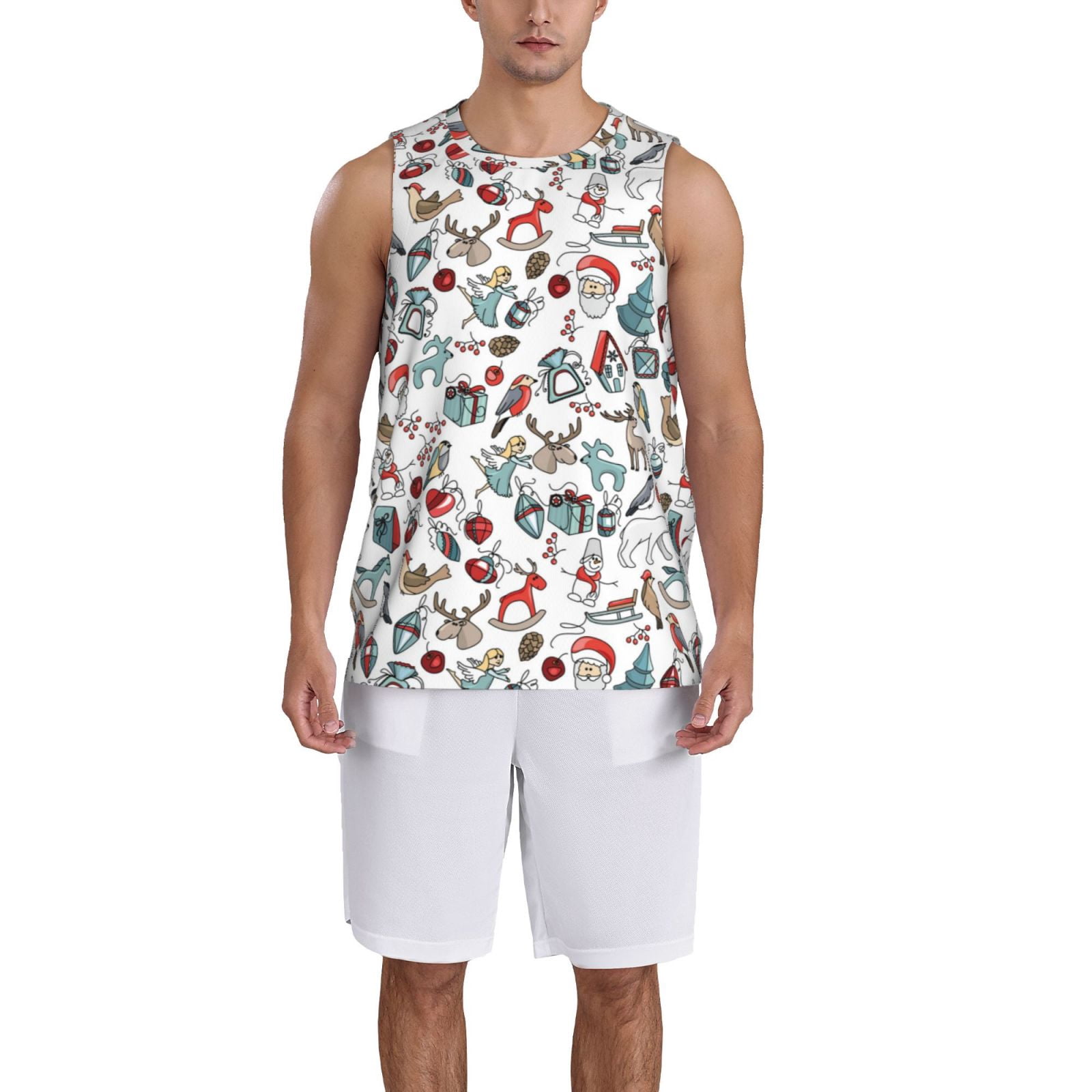 Zeuib Christmas Elements Jersey Shirt for Men,Mesh Athletic Practice ...