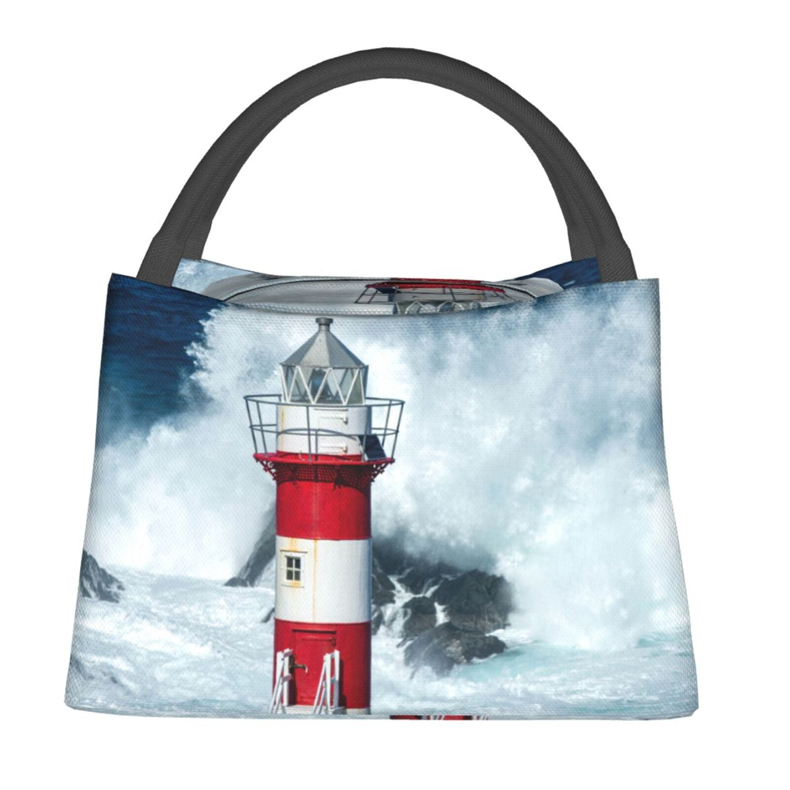 Zeuib Circular Lighthouse Lunch Bag,Collapsible Cooler Bag Insulated ...