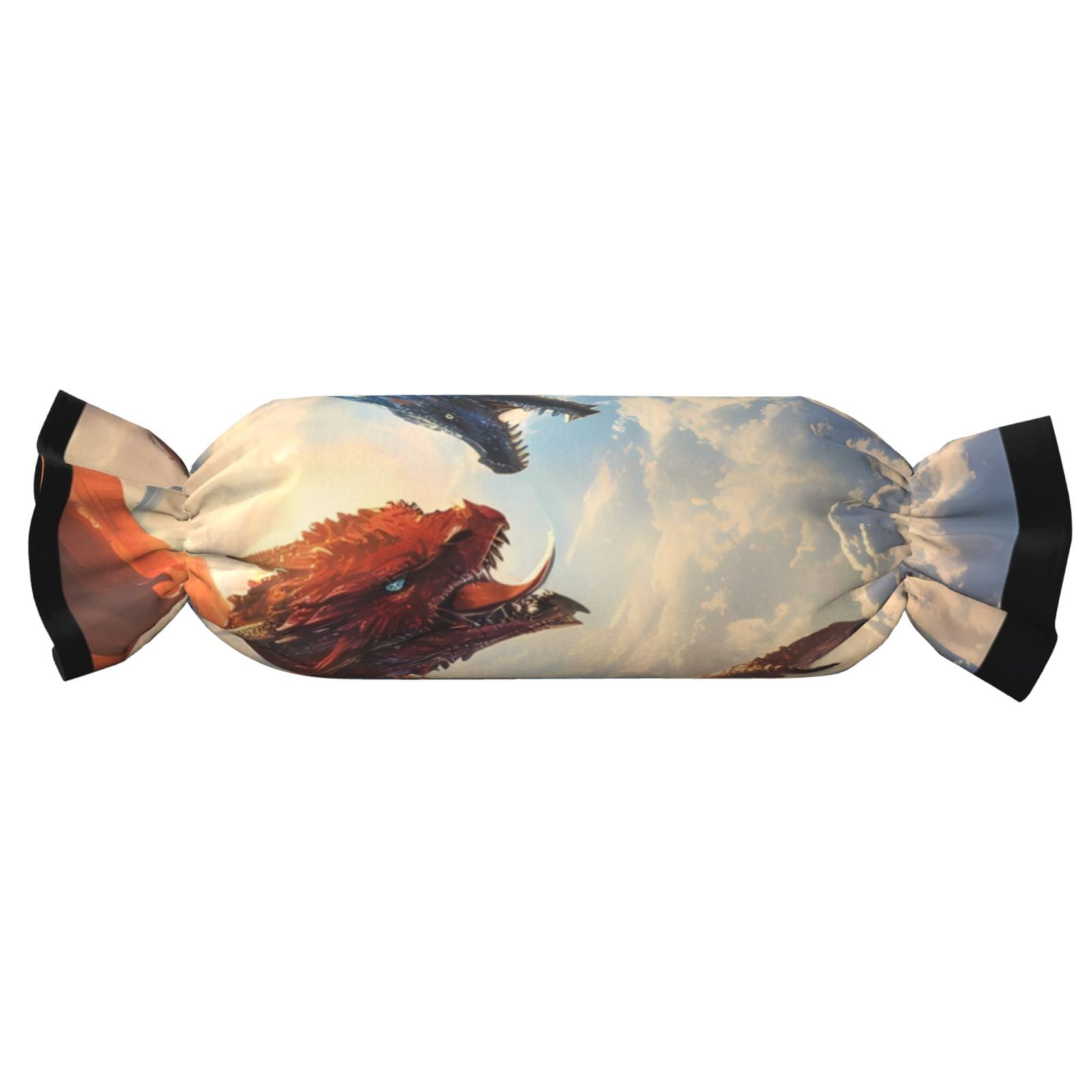 Zeuib Cloud Red And Blue Dragon Print Candy Cylindrical Pillow,Neck ...