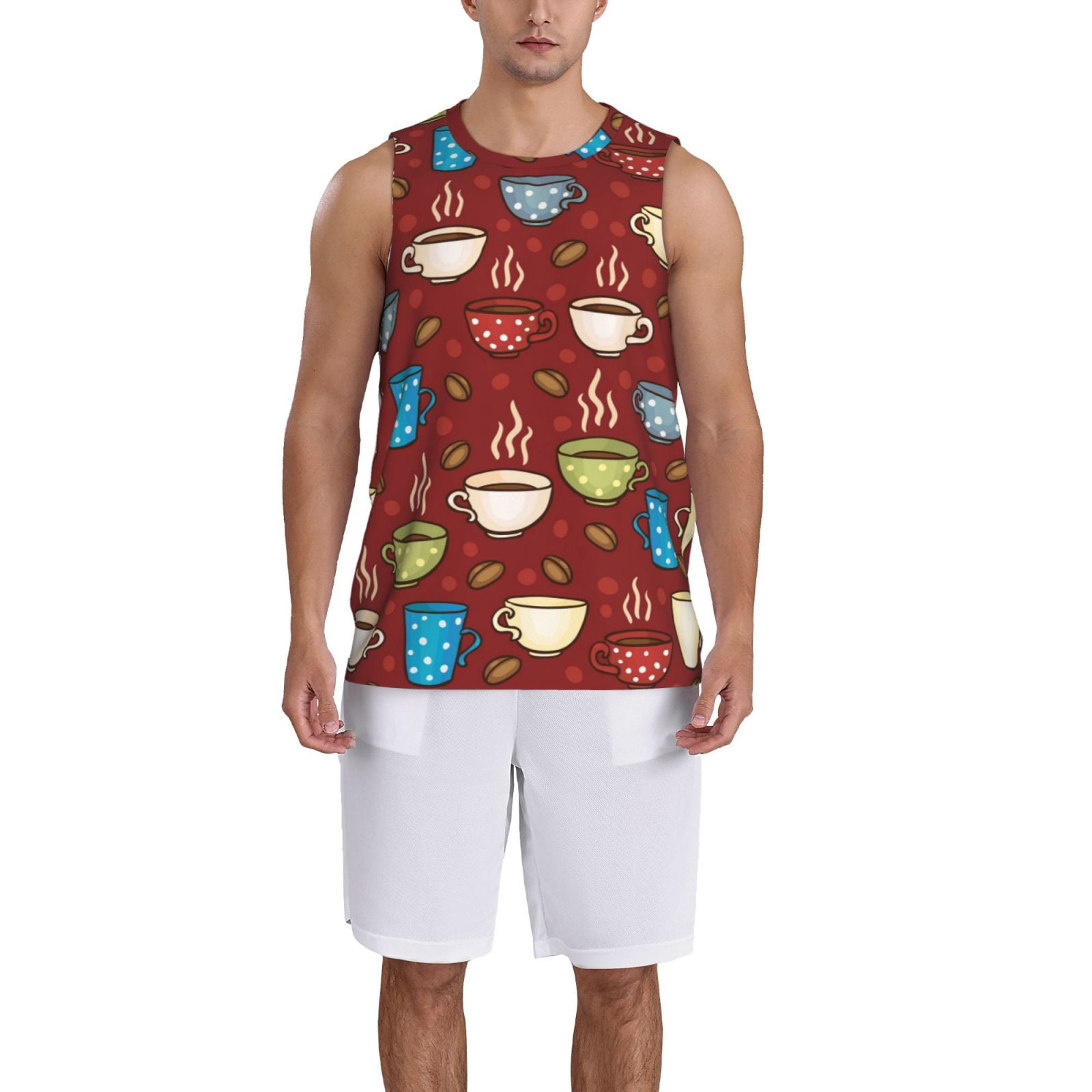 Zeuib Coffee Cups Jersey Shirt for Men,Mesh Athletic Practice Sports ...