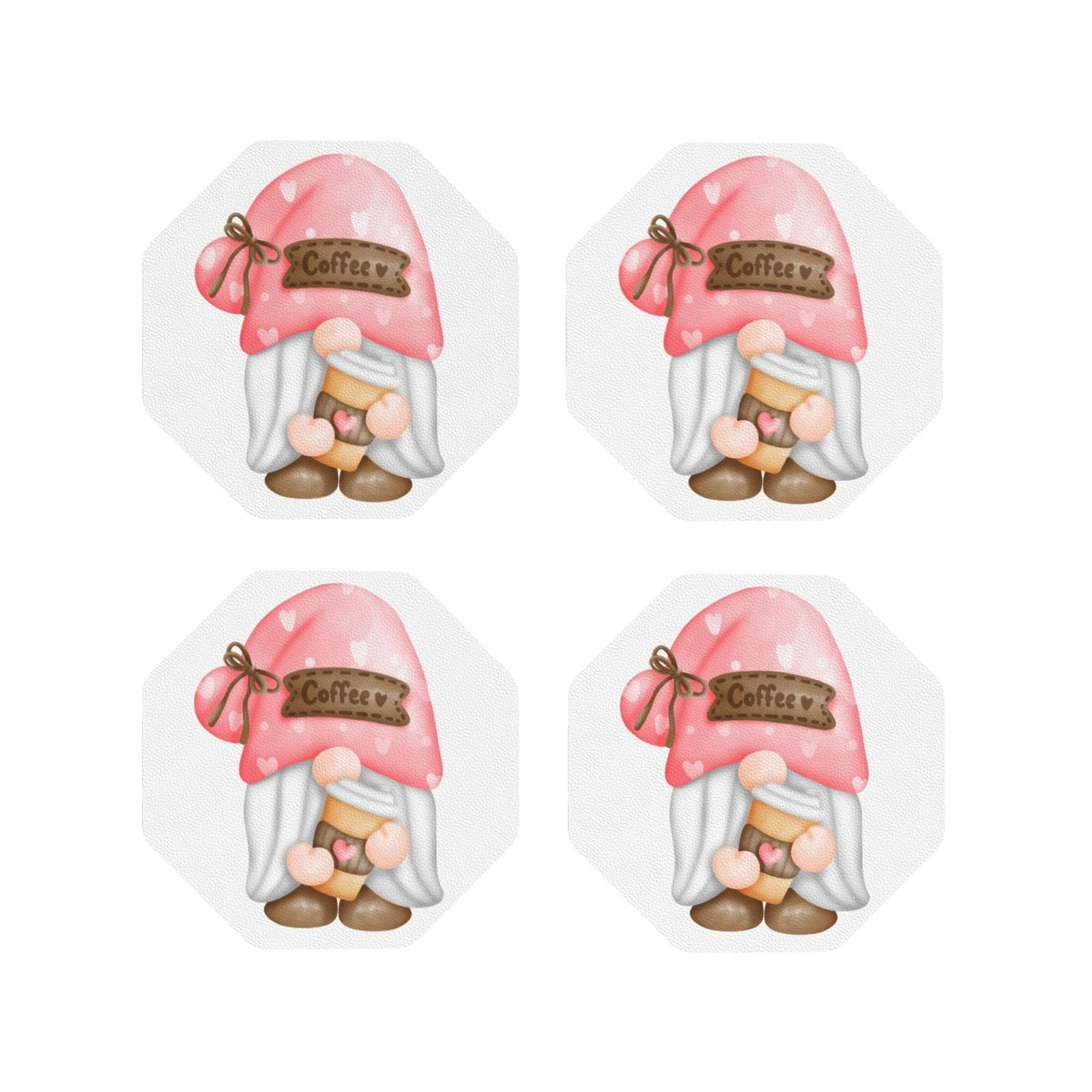 Zeuib Coffee Gnome (1) Print Set of 4 Coasters for Drinks, Glass & Cups ...