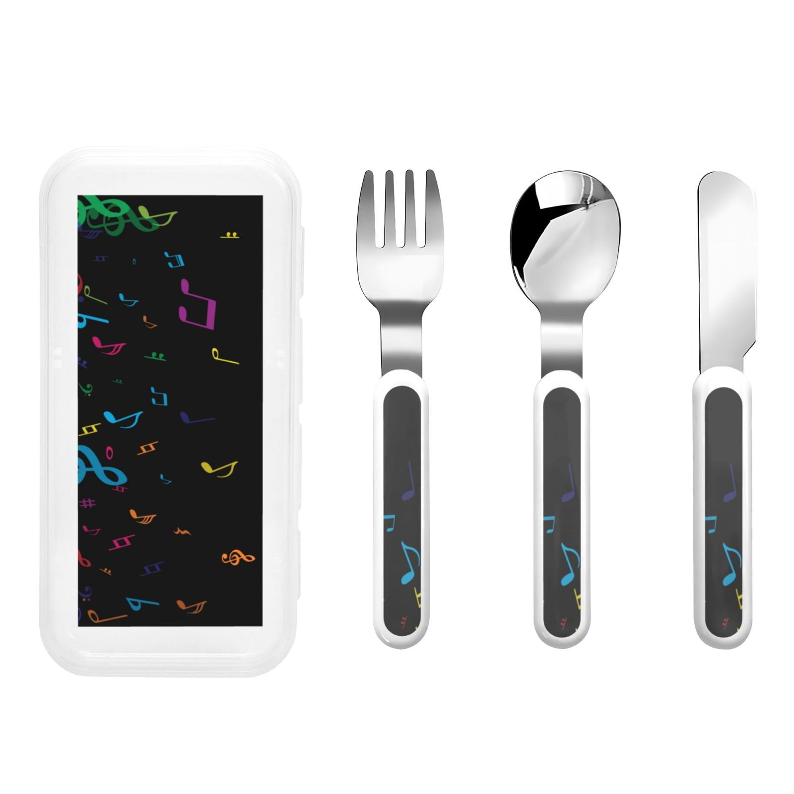 Zeuib Color Musical Notes Print 3 Pieces Children Fork Spoon Knife Set ...