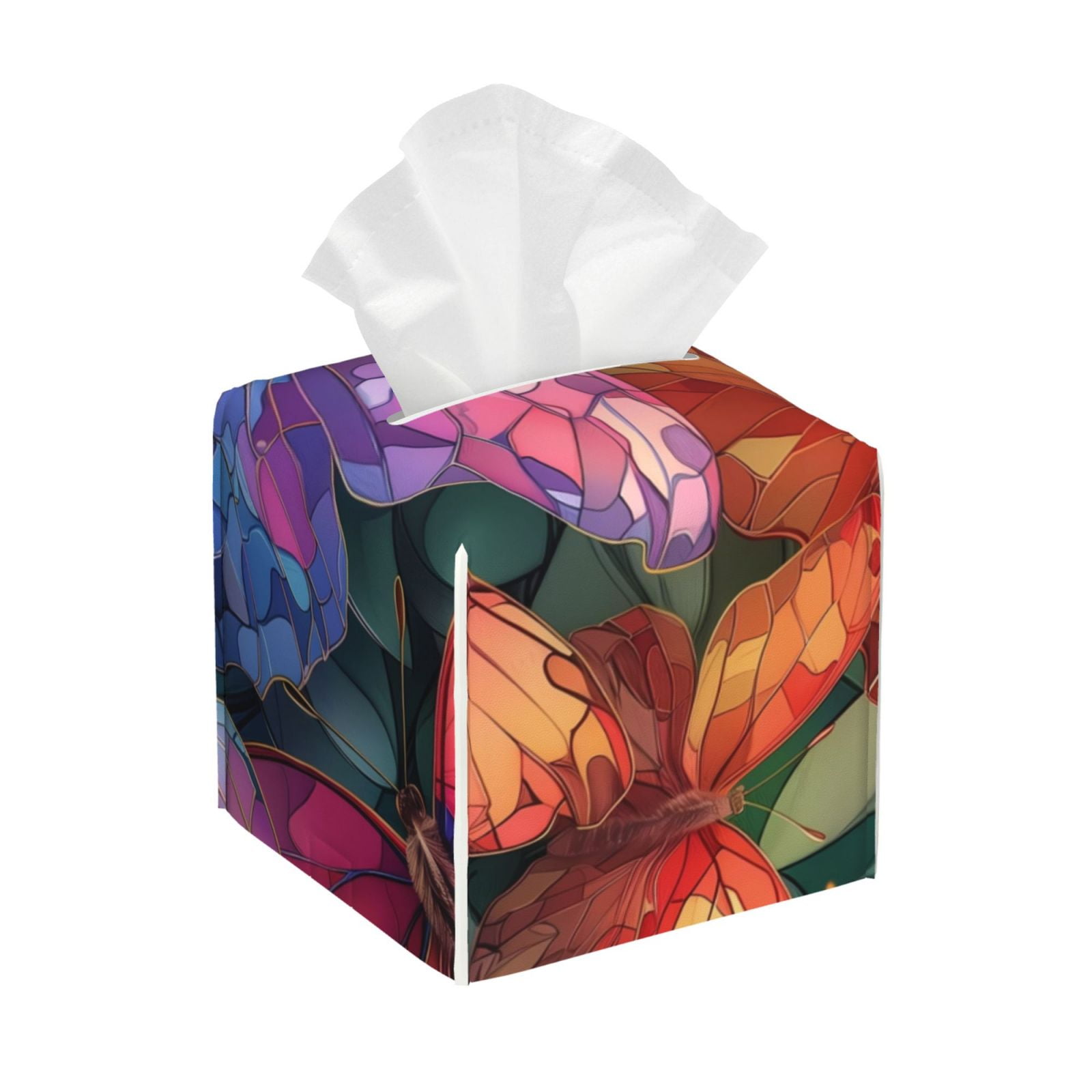 Zeuib Colorful Butterfly Cluster Print Tissue Box Cover,PU Leather ...