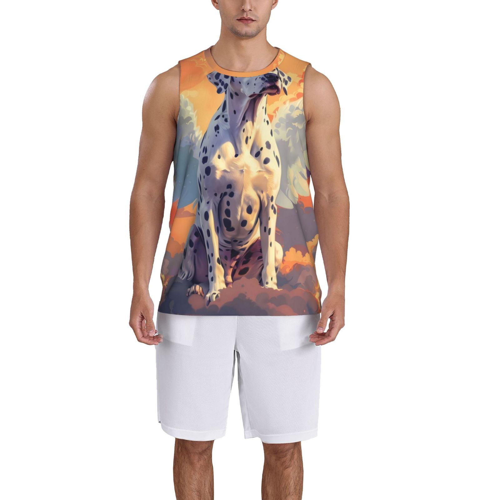 Zeuib Colorful Cloud Spotted Dog Jersey Shirt for Men,Mesh Athletic ...