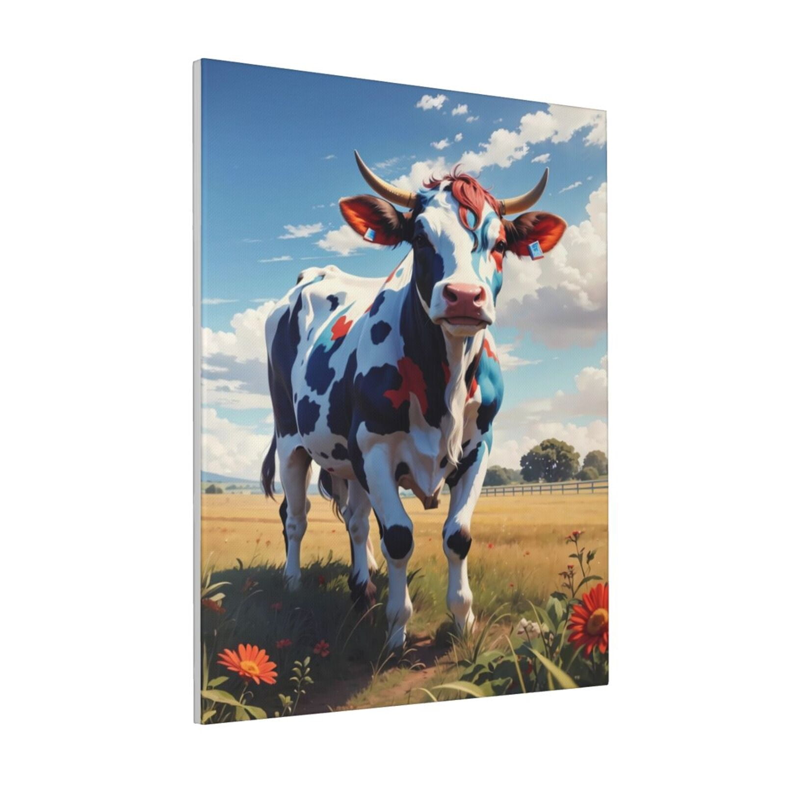 Zeuib Colorful Cow Pasture Print Farmhouse Canvas Wall Art For Bedroom ...