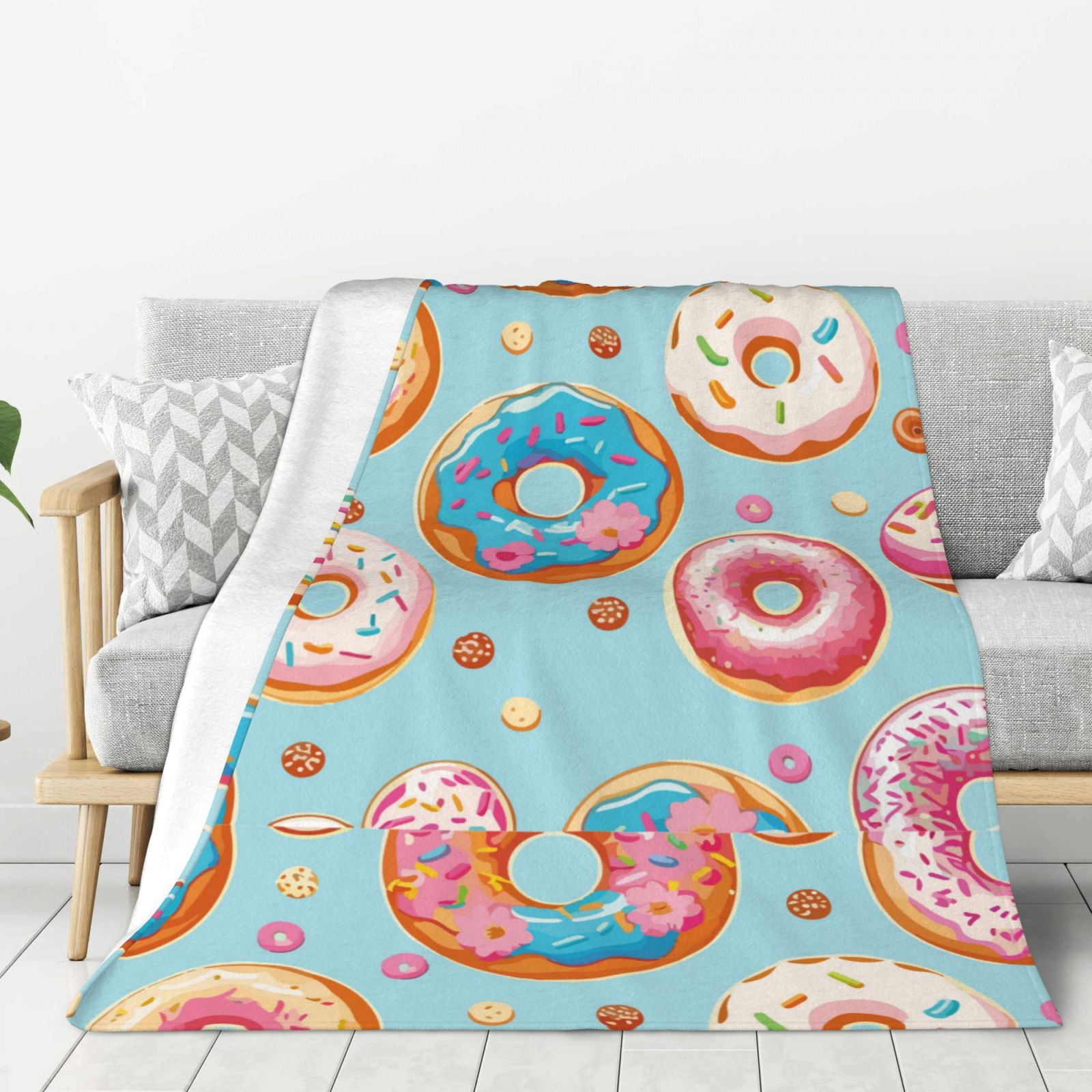 Zeuib Colorful Donut Print Fleece Throw Blanket,Plush Fluffy Large Big ...