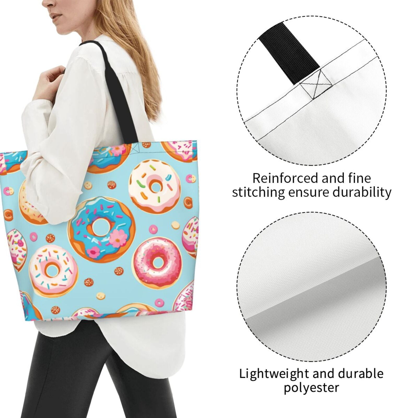 Zeuib Colorful Donut Print Laptop Tote Bag for Women,Work Shoulder Bags ...