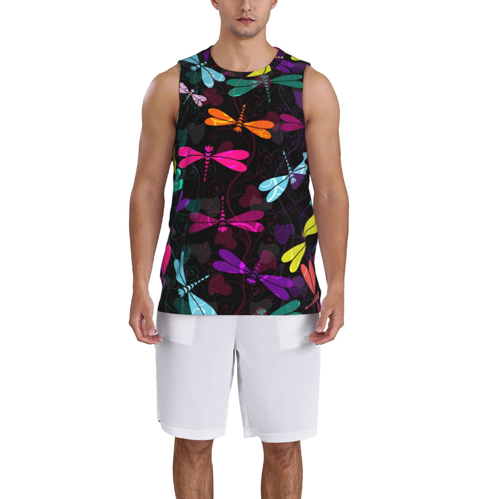 Zeuib Colorful Dragonflies Jersey Shirt for Men,Mesh Athletic Practice ...