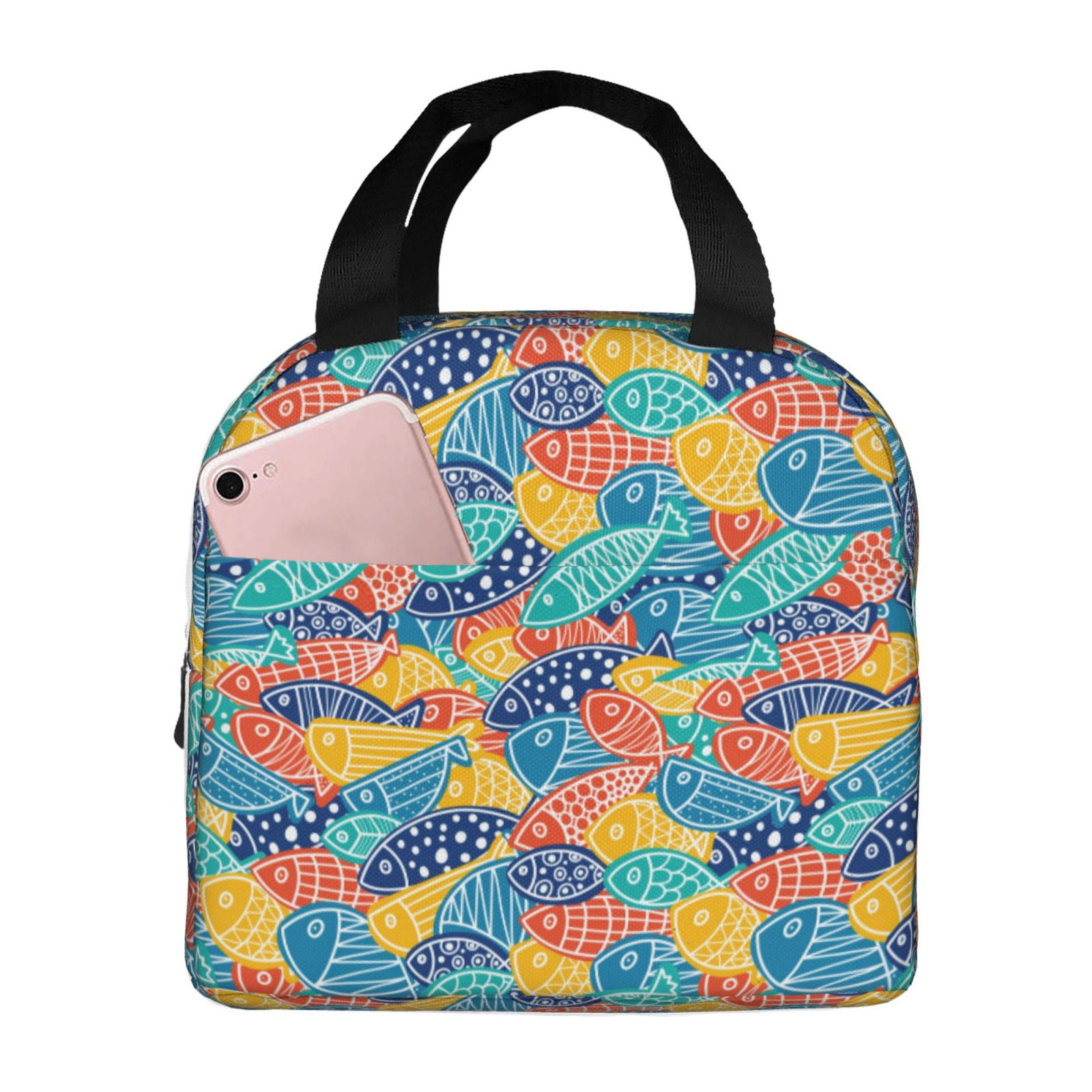 Zeuib Colorful Fish 1 Insulated Lunch Bag for Men & Women, Reusable ...