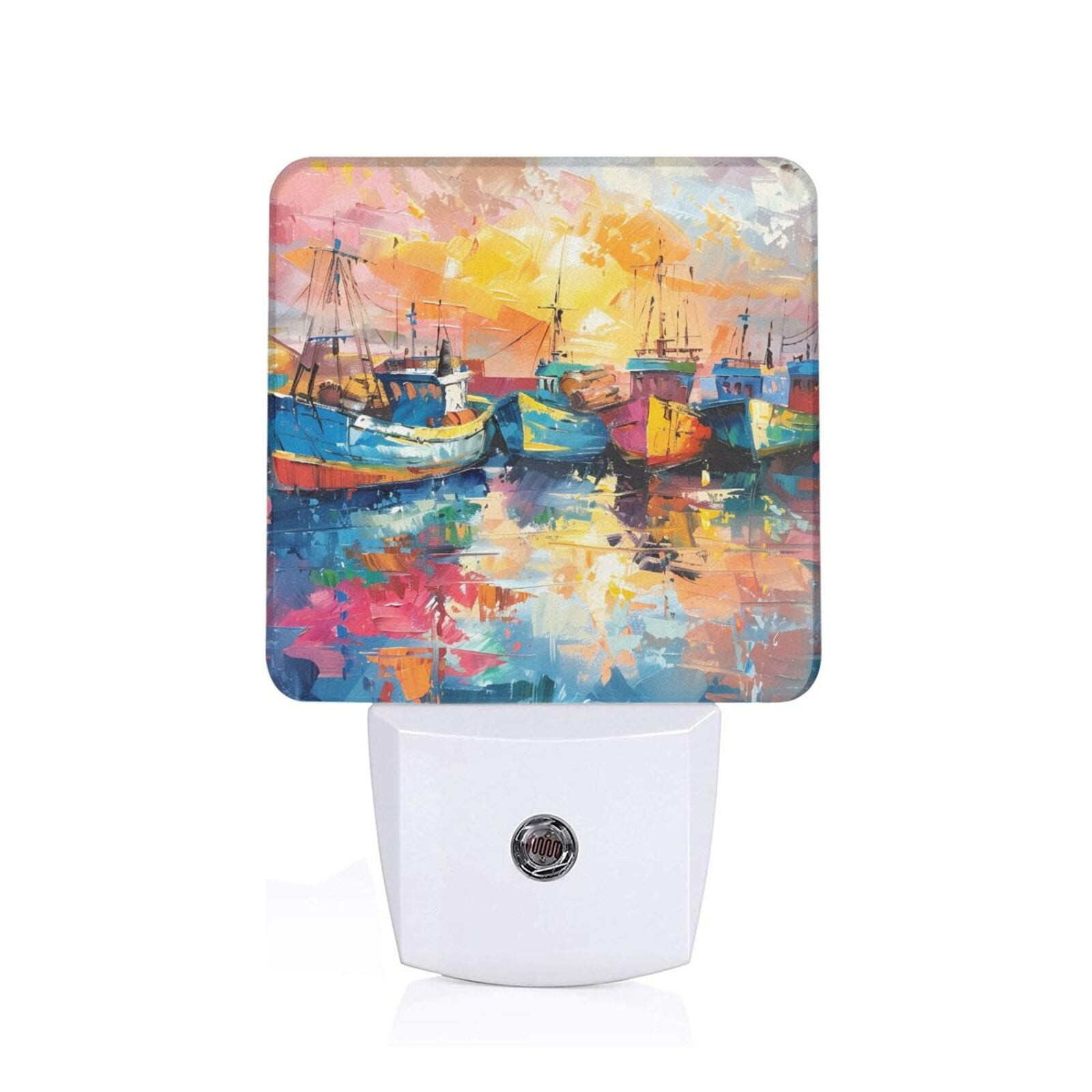 Zeuib Colorful Fishing Boats LED Night Light,Plug in Night Light with ...