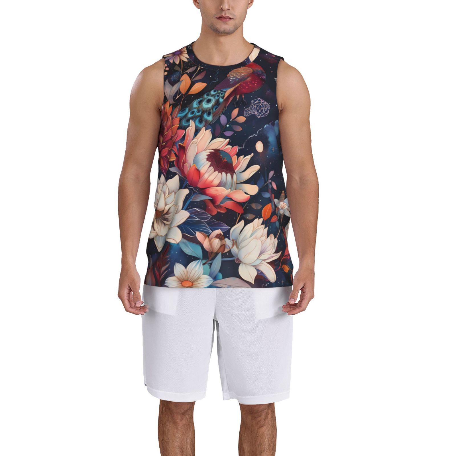 Zeuib Colorful Flower Peacock Jersey Shirt for Men,Mesh Athletic ...