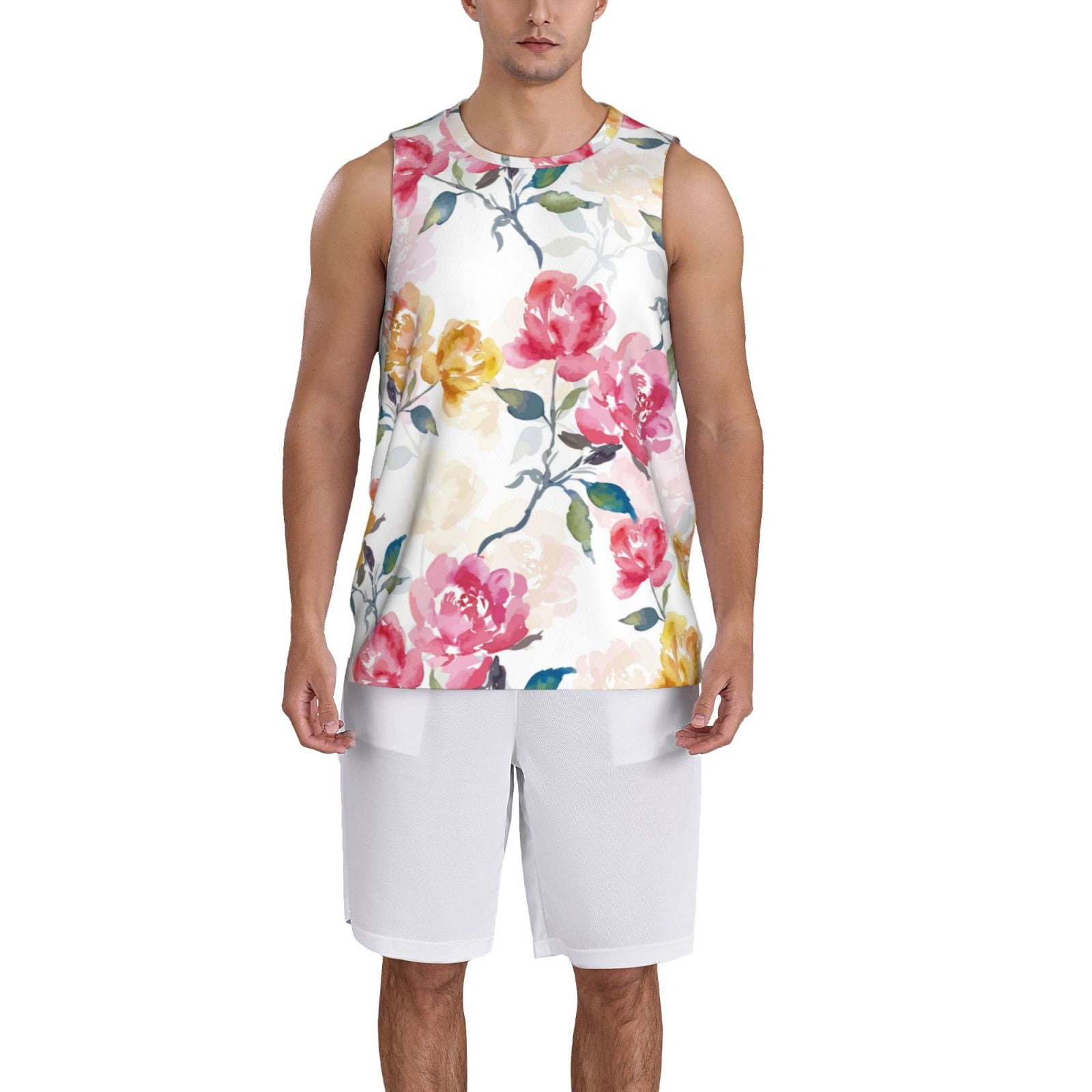 Zeuib Colorful Flowers Jersey Shirt for Men,Mesh Athletic Practice ...