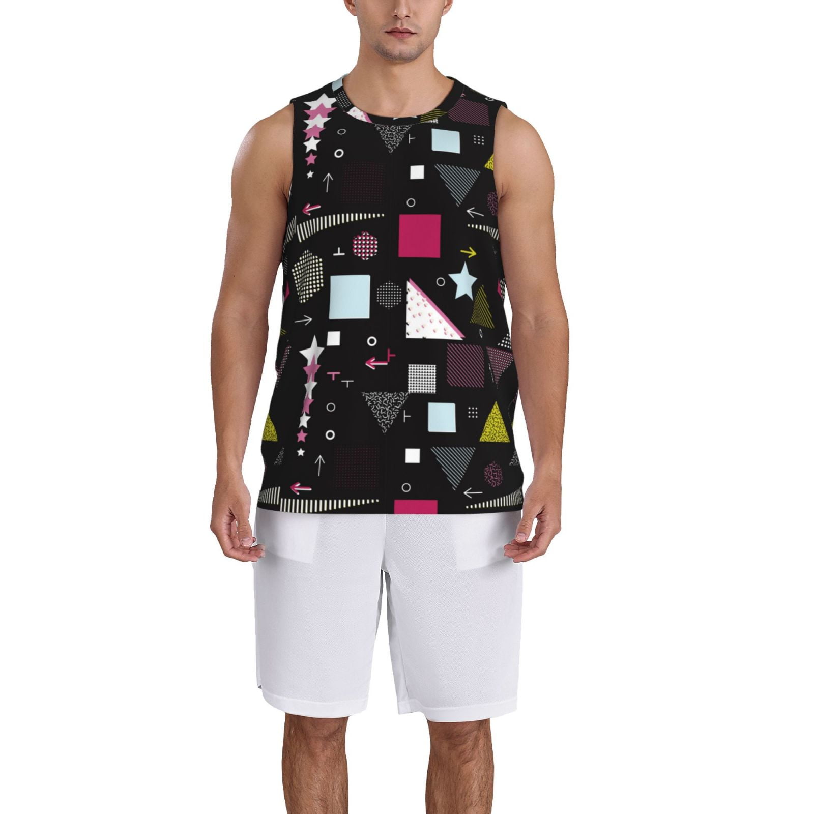 Zeuib Colorful Geometry Jersey Shirt for Men,Mesh Athletic Practice ...