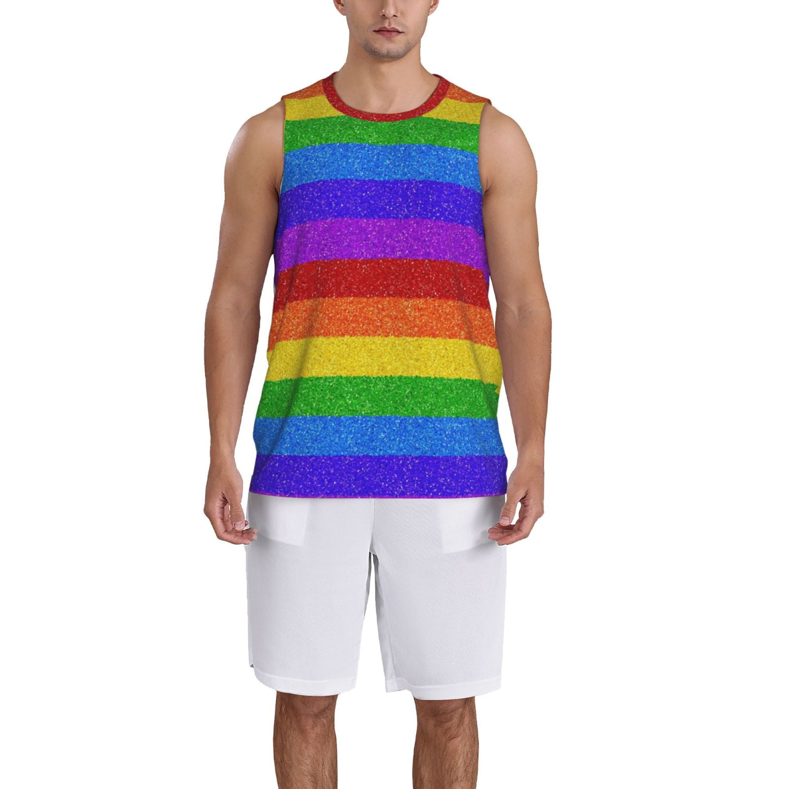 Zeuib Colorful Glitter Rainbow Jersey Shirt for Men,Mesh Athletic ...