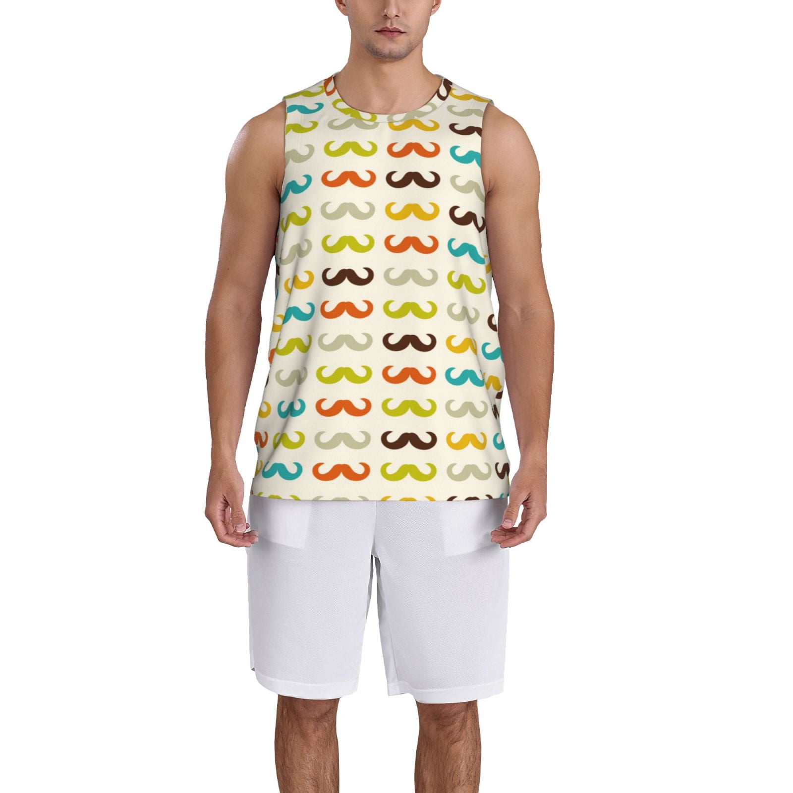 Zeuib Colorful Mustache Jersey Shirt for Men,Mesh Athletic Practice ...