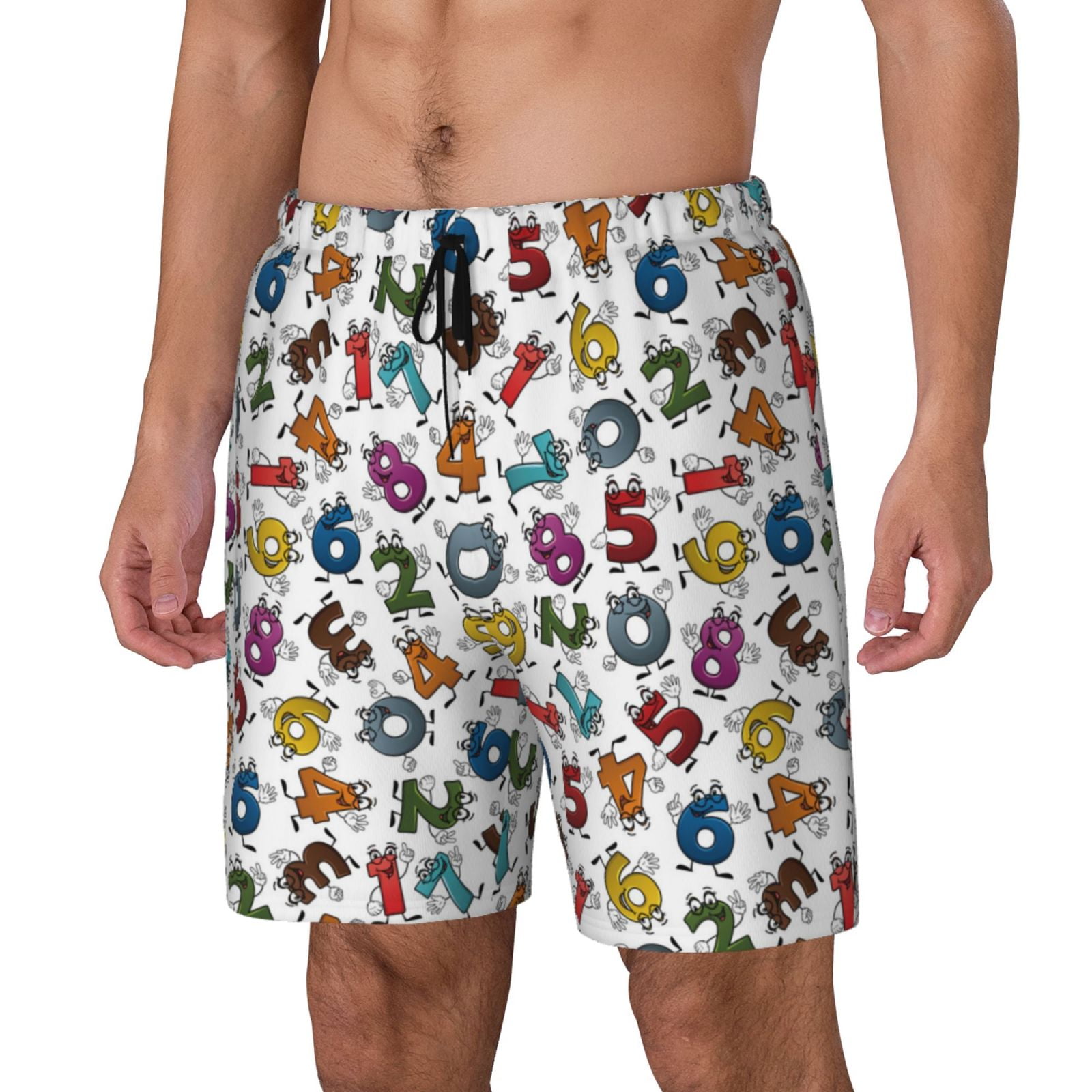 Zeuib Colorful Numbers Print Swimming Trunks for Men Boys,Swimming ...