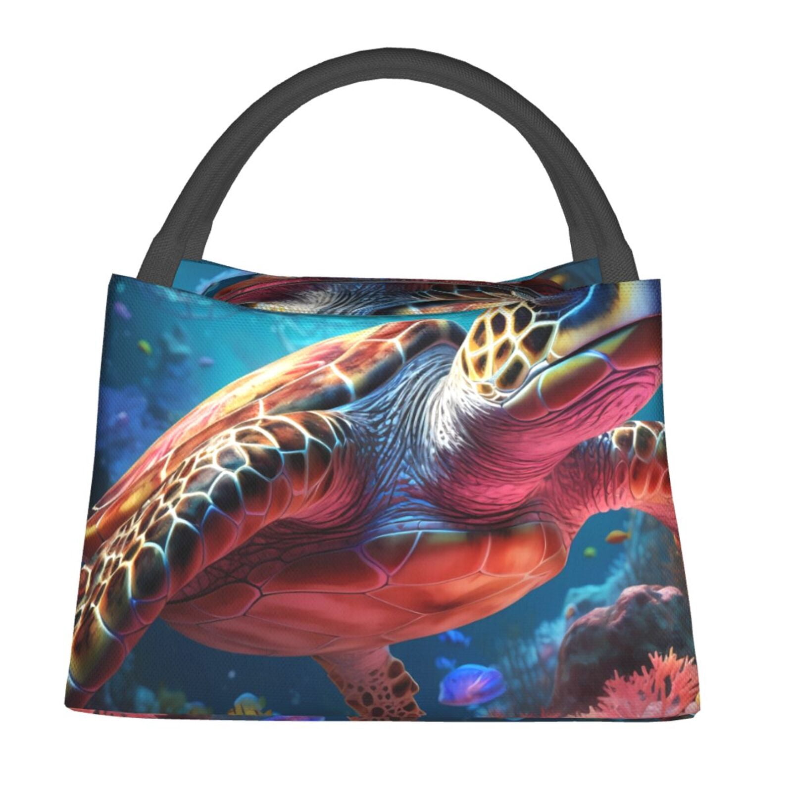 Zeuib Colorful Ocean Sea Turtle Lunch Bag,Collapsible Cooler Bag ...