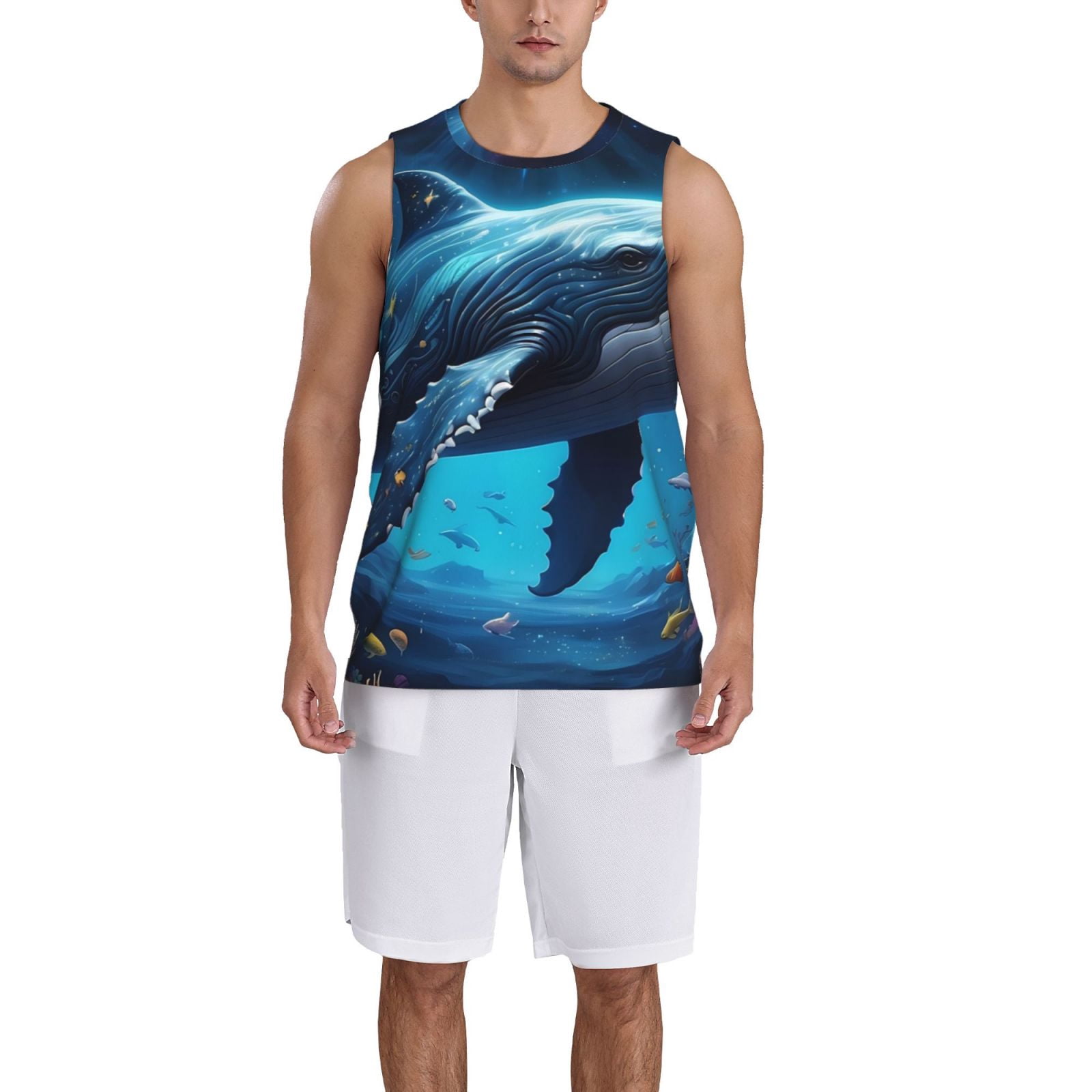 Zeuib Colorful Ocean Whale Jersey Shirt for Men,Mesh Athletic Practice ...