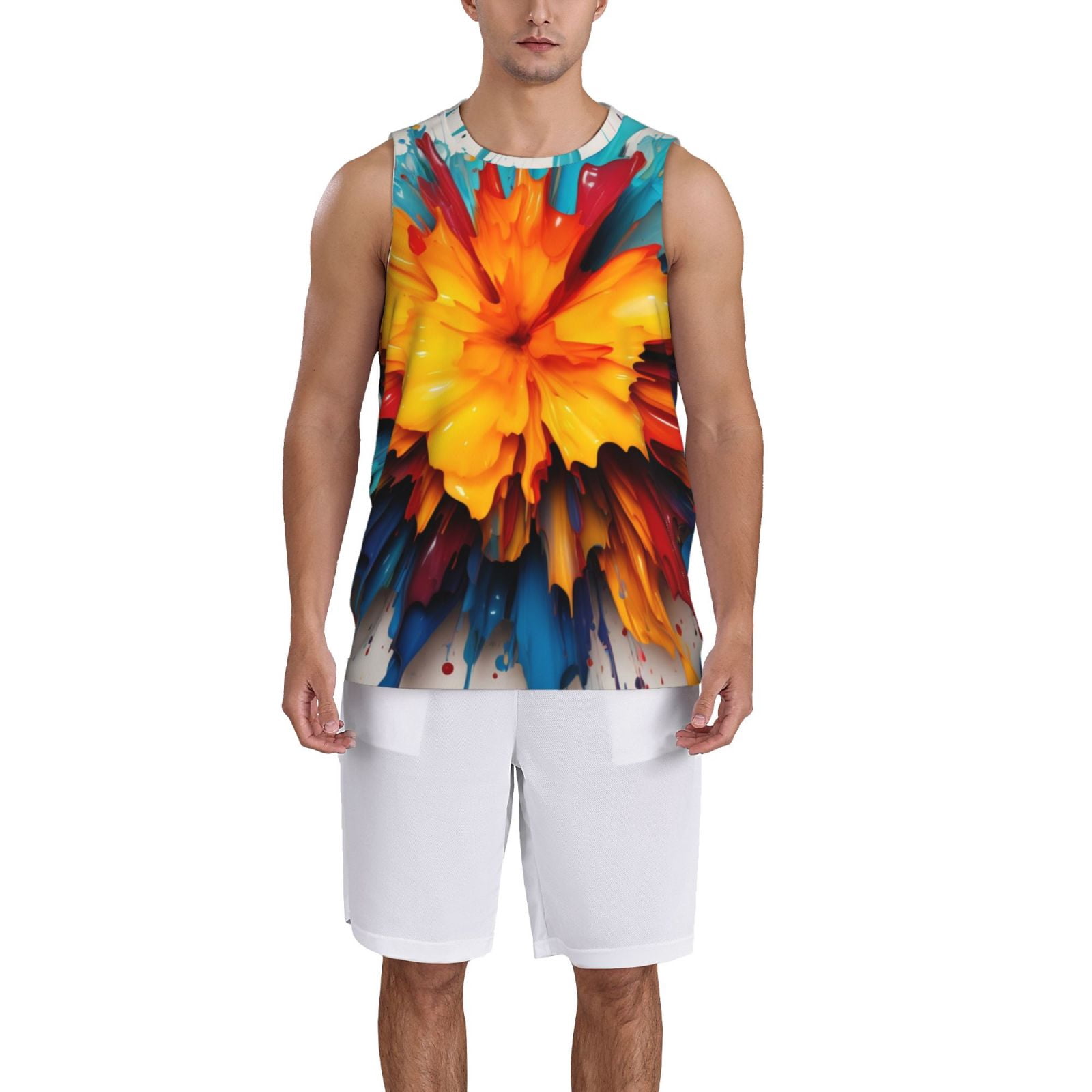 Zeuib Colorful Paint Print Jersey Shirt for Men,Mesh Athletic Practice ...