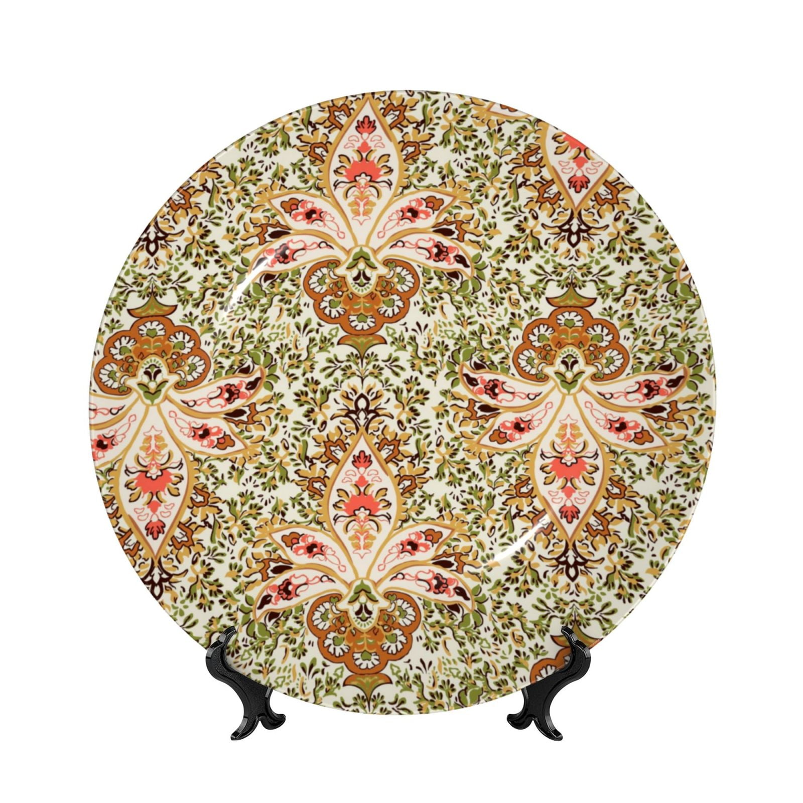Zeuib Colorful Paisley Print Decorative Plate for Display, Bone China ...