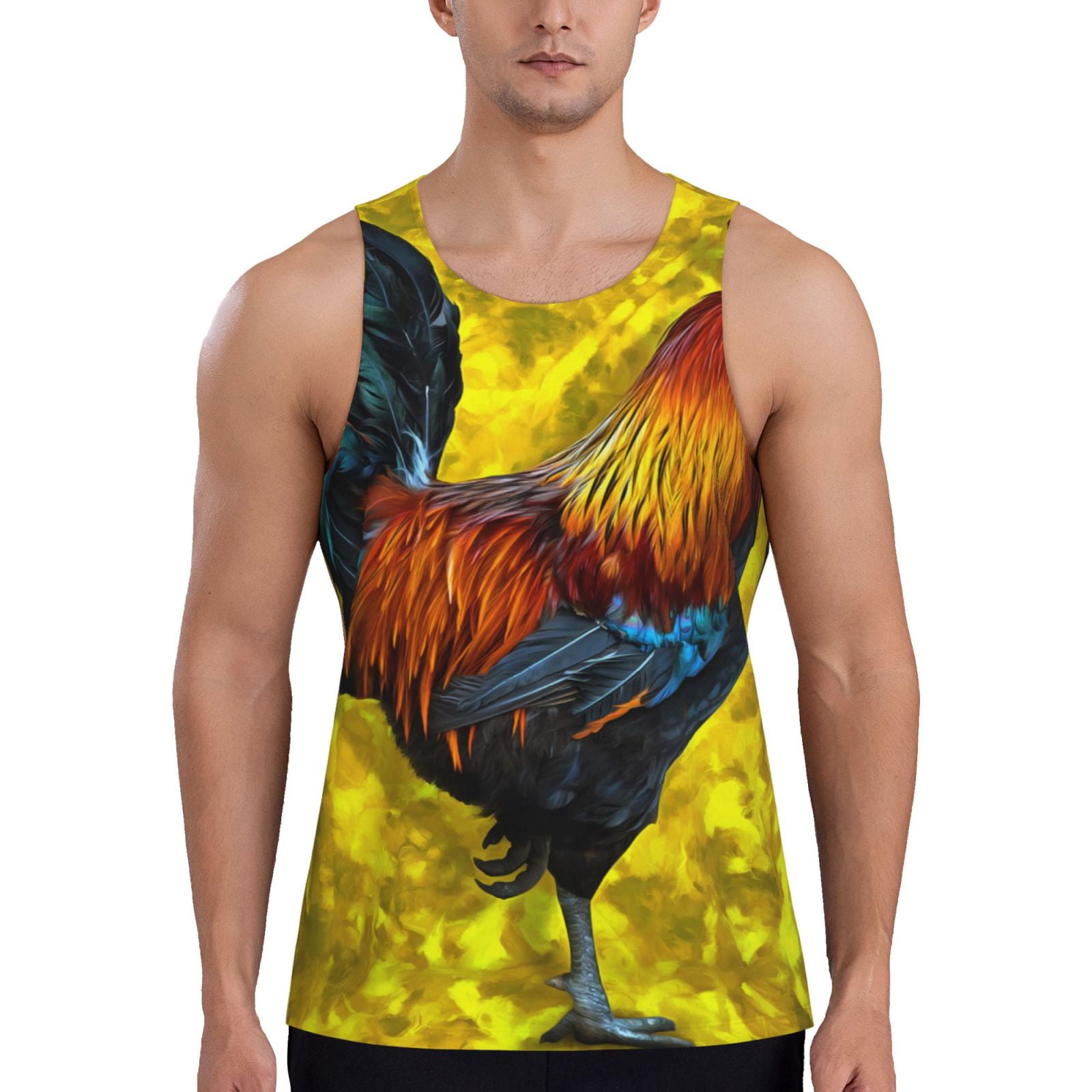 Zeuib Colorful Rooster Print Quick Dry Workout Tank Top,Gym Muscle Tee ...