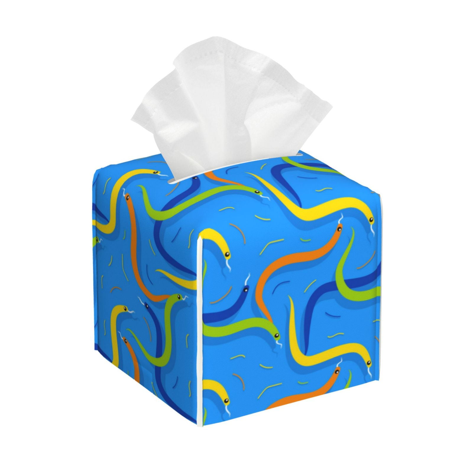 Zeuib Colorful Snake Print Tissue Box Cover,PU Leather Tissue Holder ...