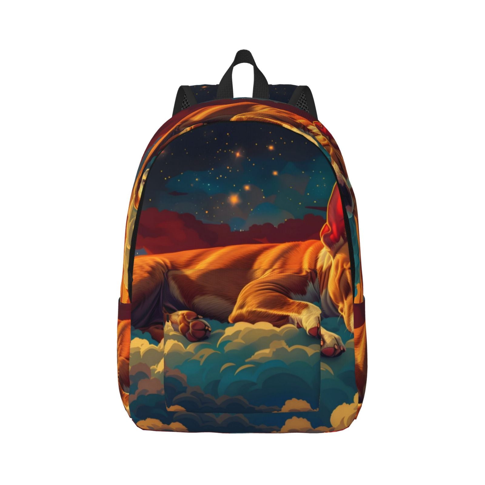 Zeuib Colorful Starry Sky Sleep Dog Stylish and Durable Canvas Backpack ...