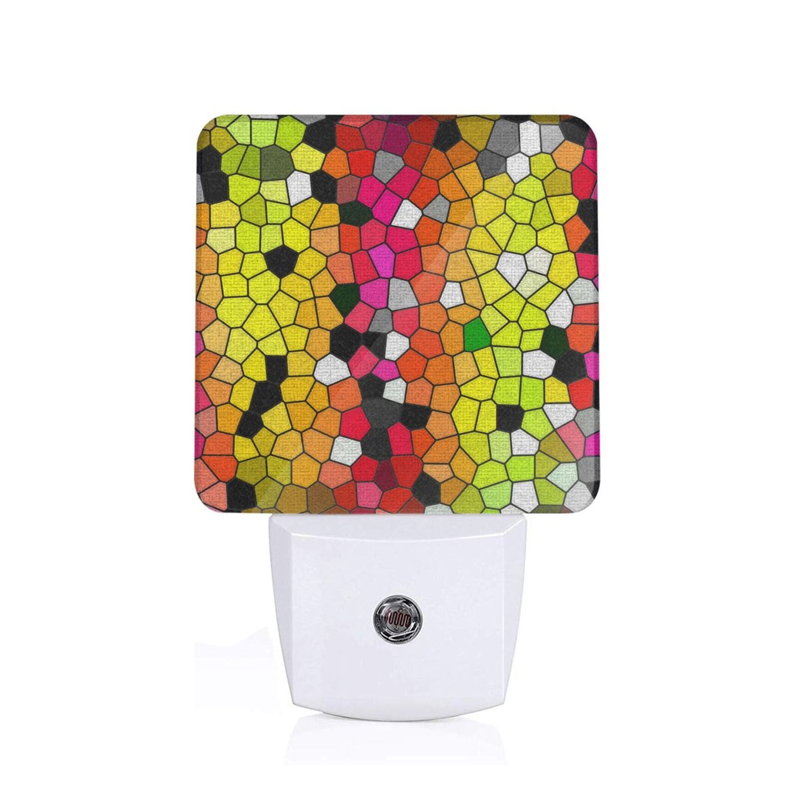 Zeuib Colorful Tie Dye Stained Glass 1 LED Night Light,Plug in Night ...