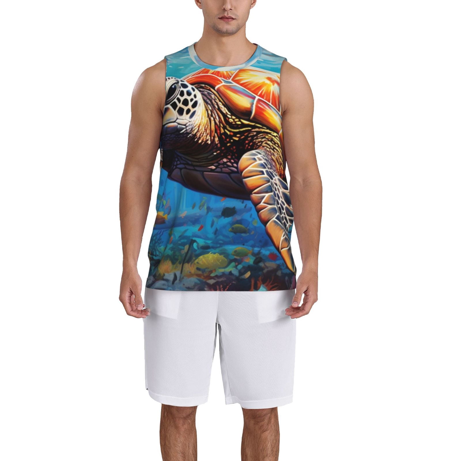 Zeuib Colorful Underwater Sea Turtle Jersey Shirt for Men,Mesh Athletic ...