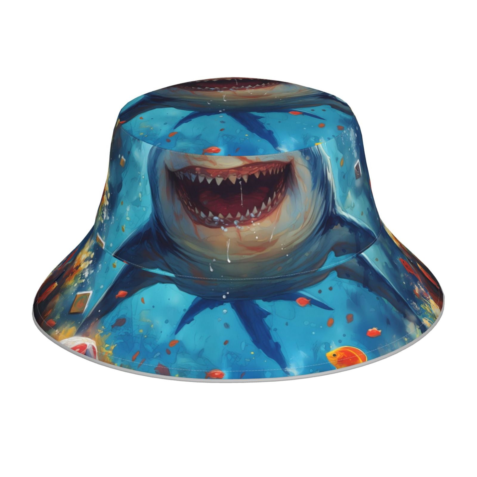 Zeuib Colorful Underwater Shark Reflective Bucket Hat, UV Protection ...