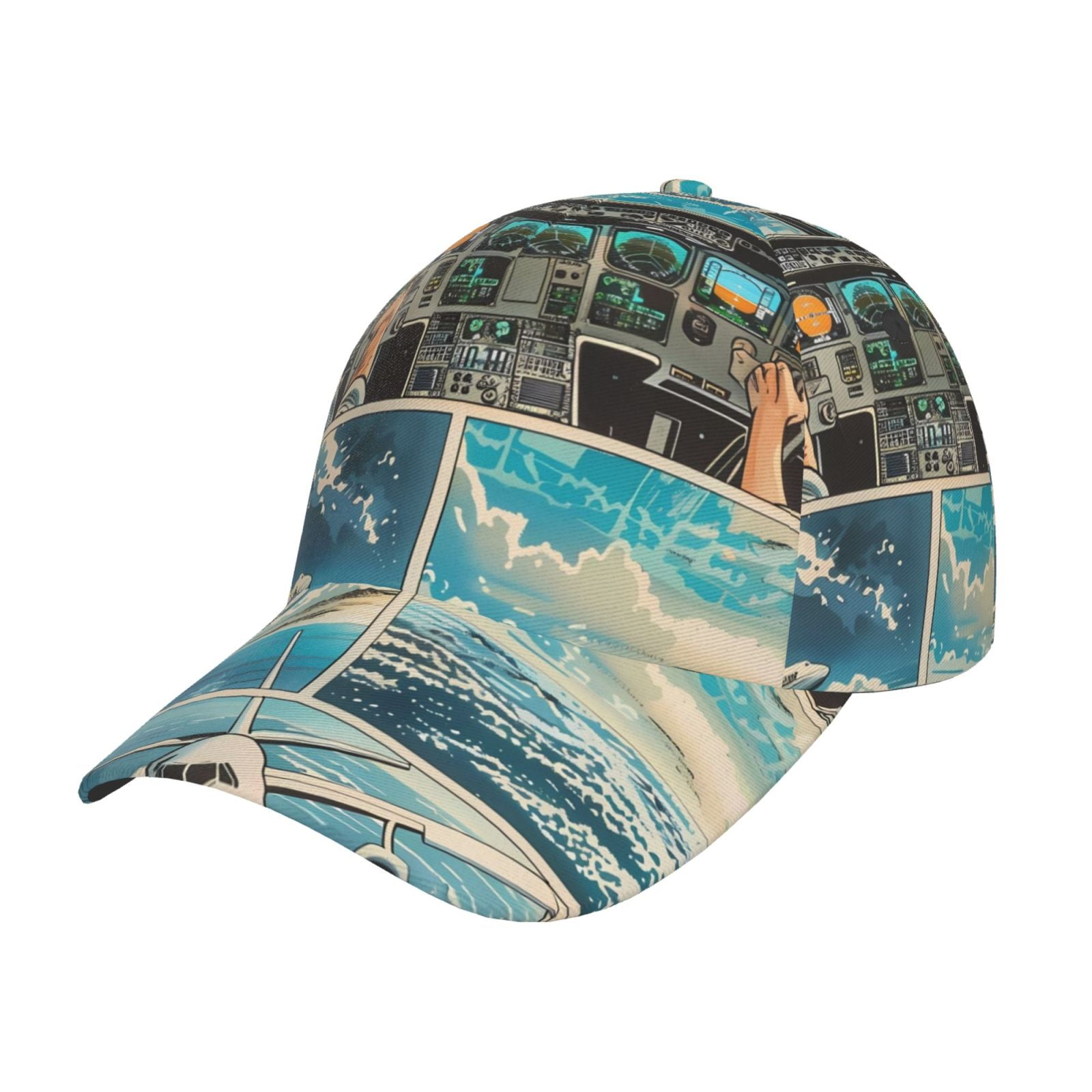 Zeuib Comic Airplane Cockpit Illustration Baseball Cap Adjustable Size ...