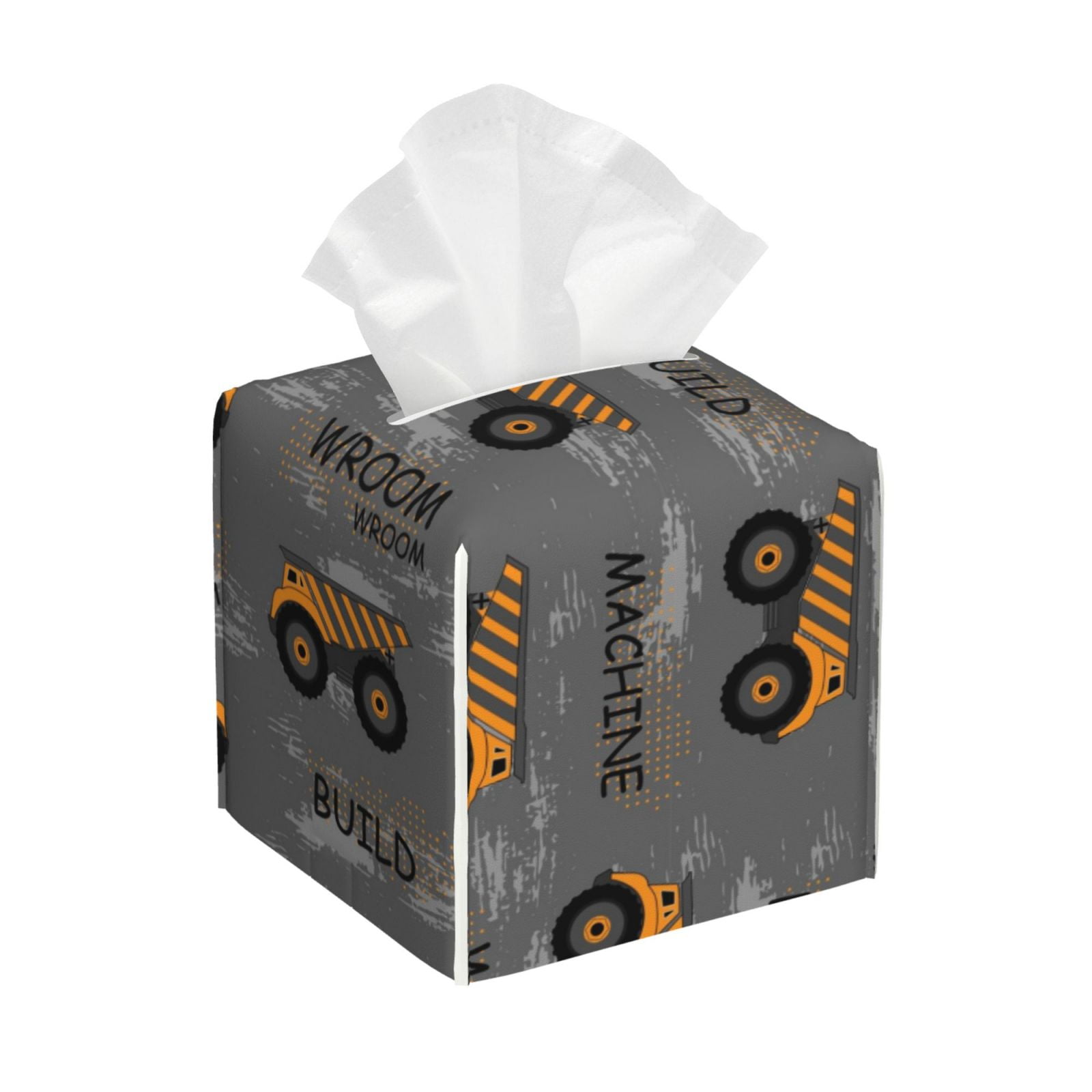 Zeuib Construction Machines Print Tissue Box Cover,PU Leather Tissue ...
