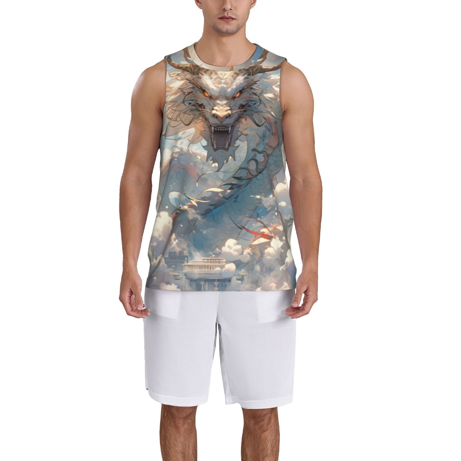 Zeuib Cool Cloud White Dragon Jersey Shirt for Men,Mesh Athletic Practice Sports Shirts ...