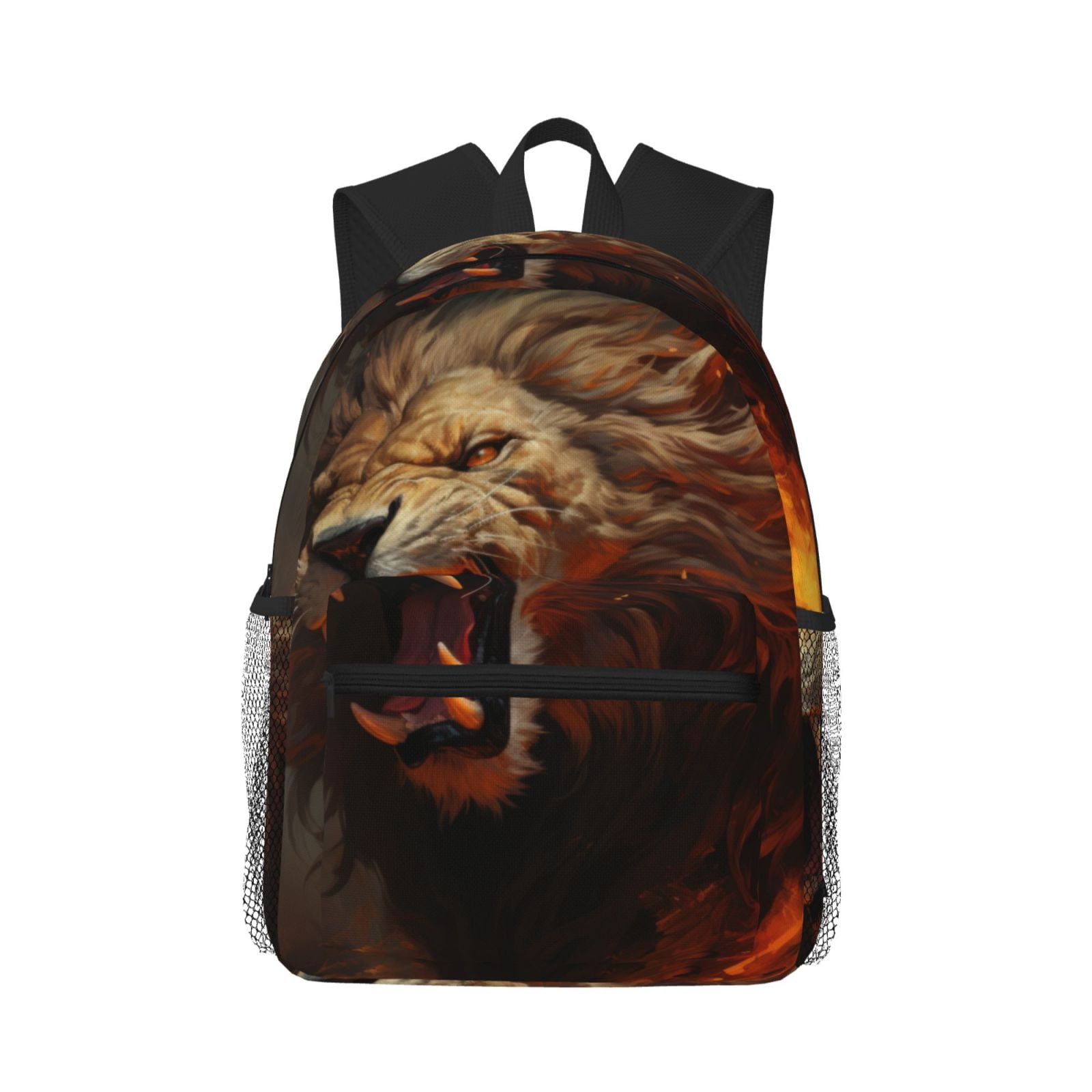 Zeuib Cool Flame Lion A Backpack，Stylish, Comfortable, and Versatile ...