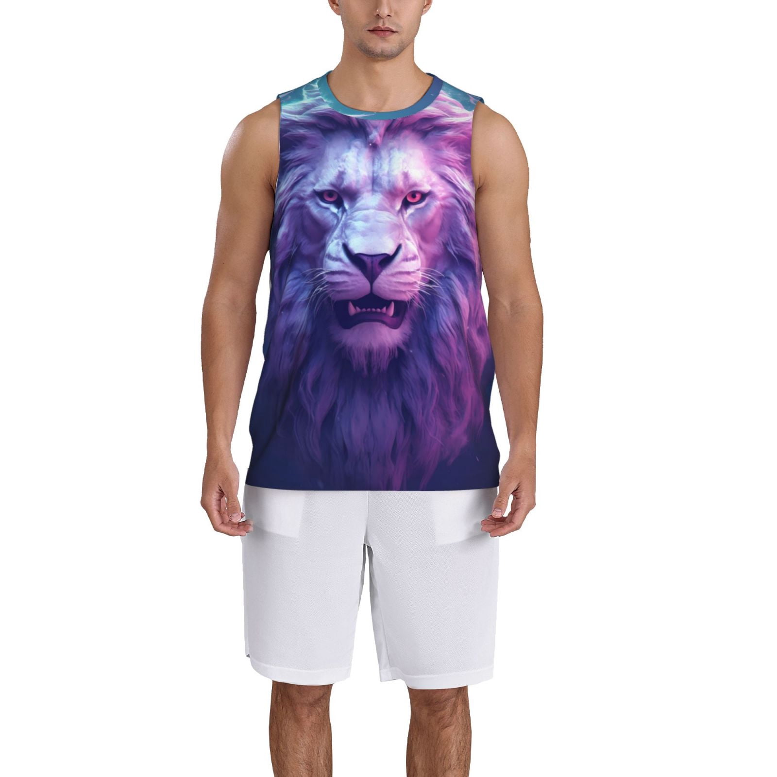 Zeuib Cool Lion Head Jersey Shirt for Men,Mesh Athletic Practice Sports ...