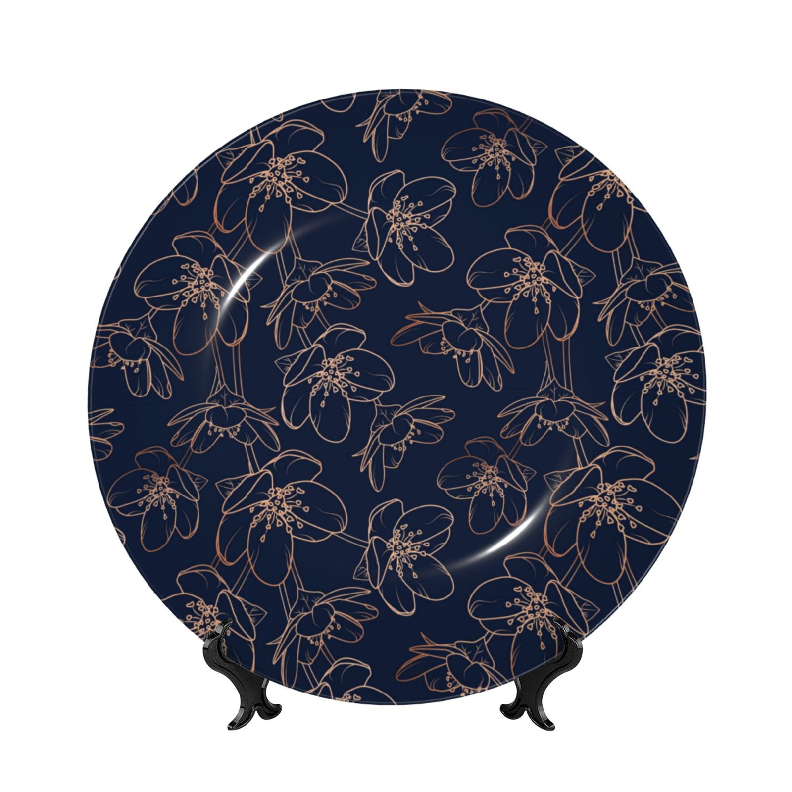 Zeuib Copper-Gold Gloss Outline Cherry Print Decorative Plate for ...