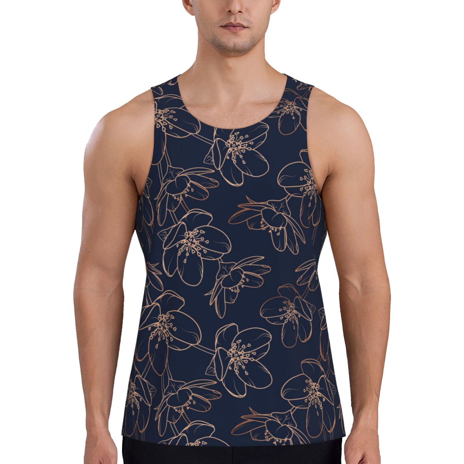 Zeuib Copper-Gold Gloss Outline Cherry Print Quick Dry Workout Tank Top ...